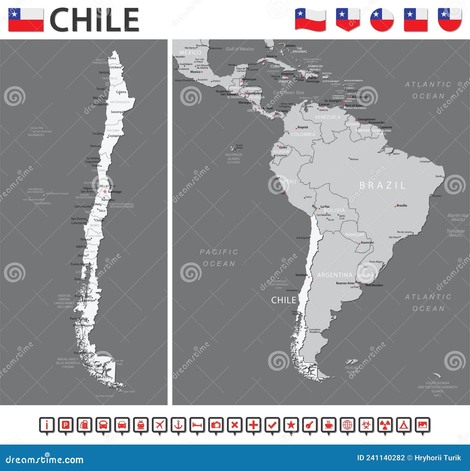 Chile Map - Vector Infographic Set Stock Vector - Illustration of ...
