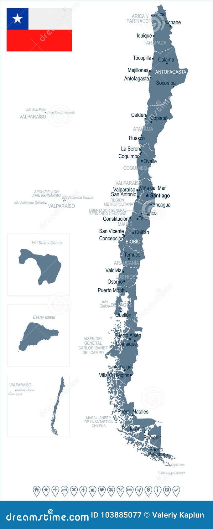 Chile - Mapa Y Bandera - Ejemplo Detallado Del Vector Stock de ...