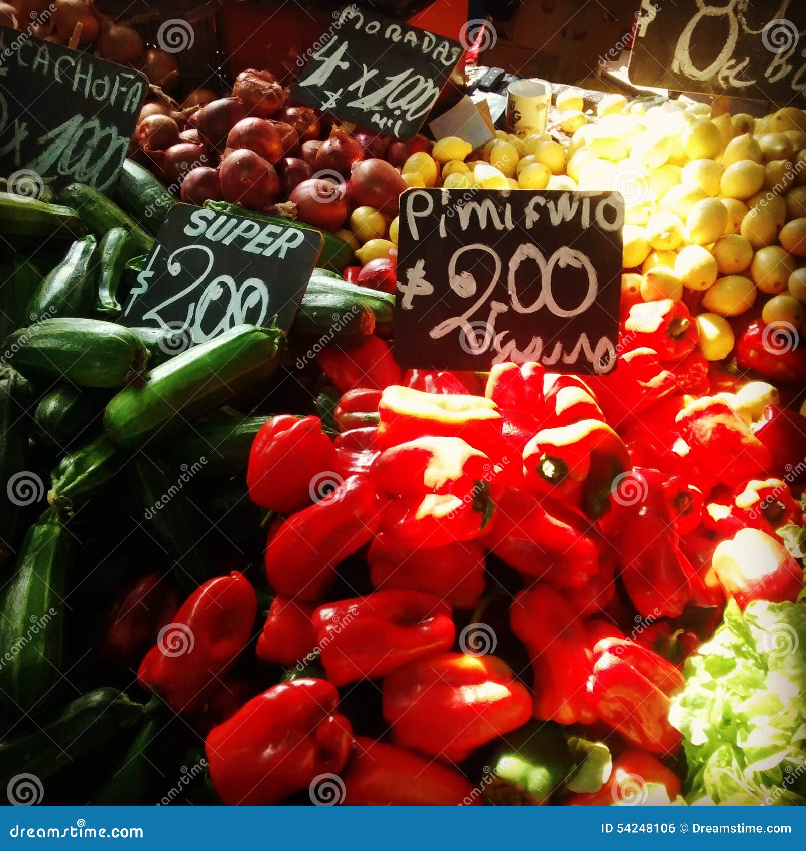 Chile market vegetables stock photo. Image of spanish - 54248106