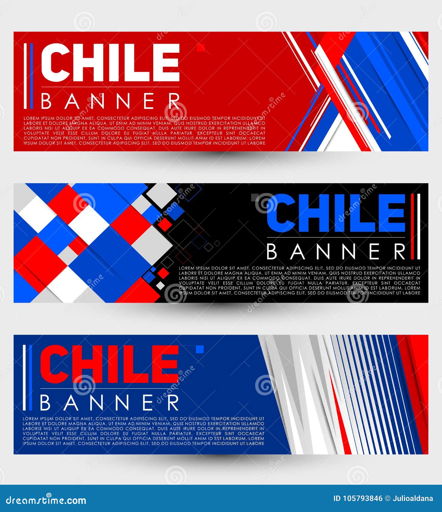 Chile Modern Banner Template Vector Set Design Stock Vector ...