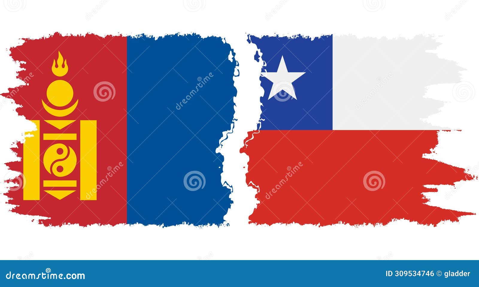Chile and Mongolia Grunge Flags Connection Vector Stock Vector ...