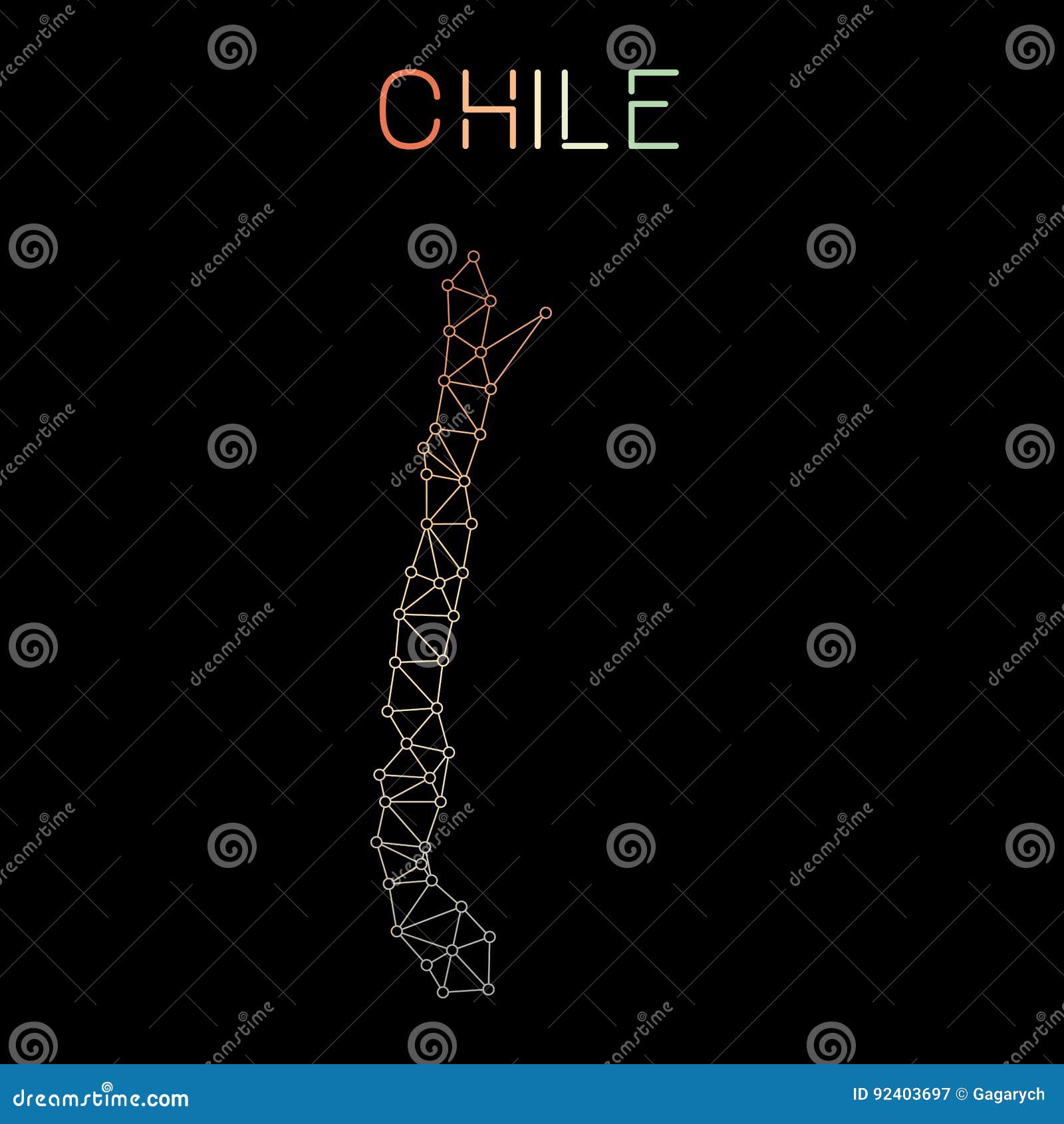 Chile network map. stock vector. Illustration of grid - 92403697