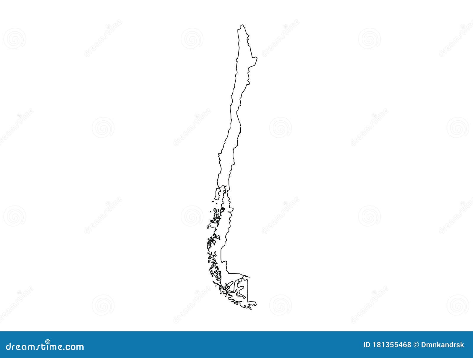 Chile Outline Map Country Shape Stock Vector - Illustration of global ...
