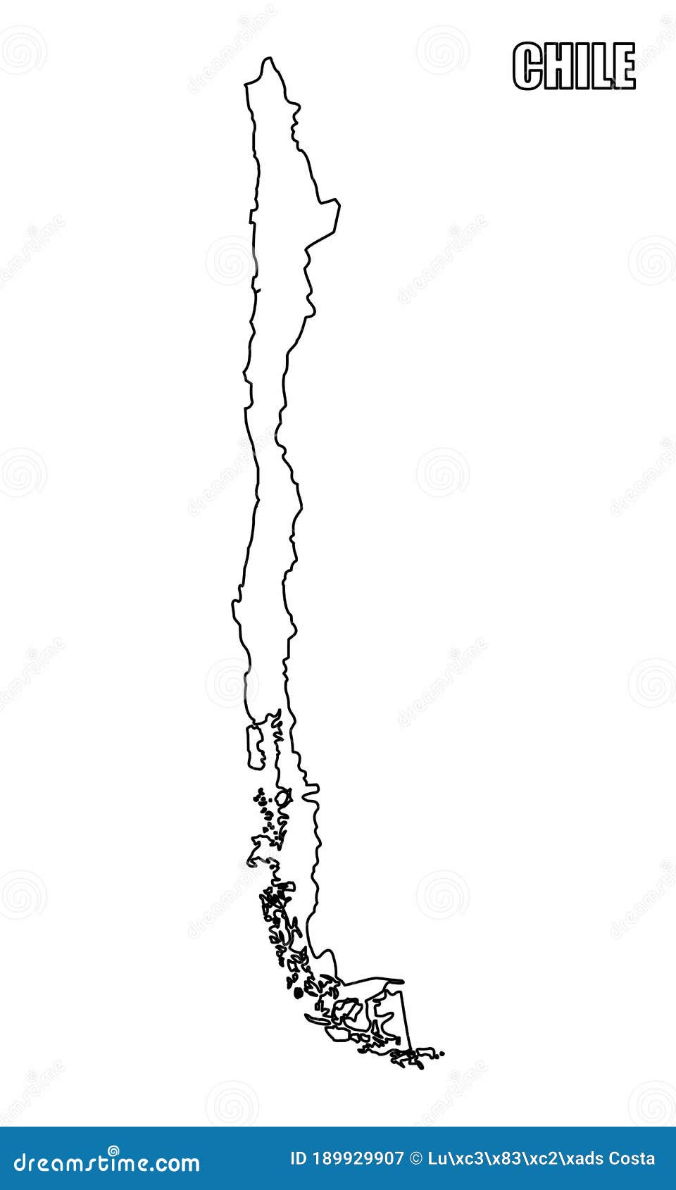 Chile - Outline Map Vector Illustration | CartoonDealer.com #129671014
