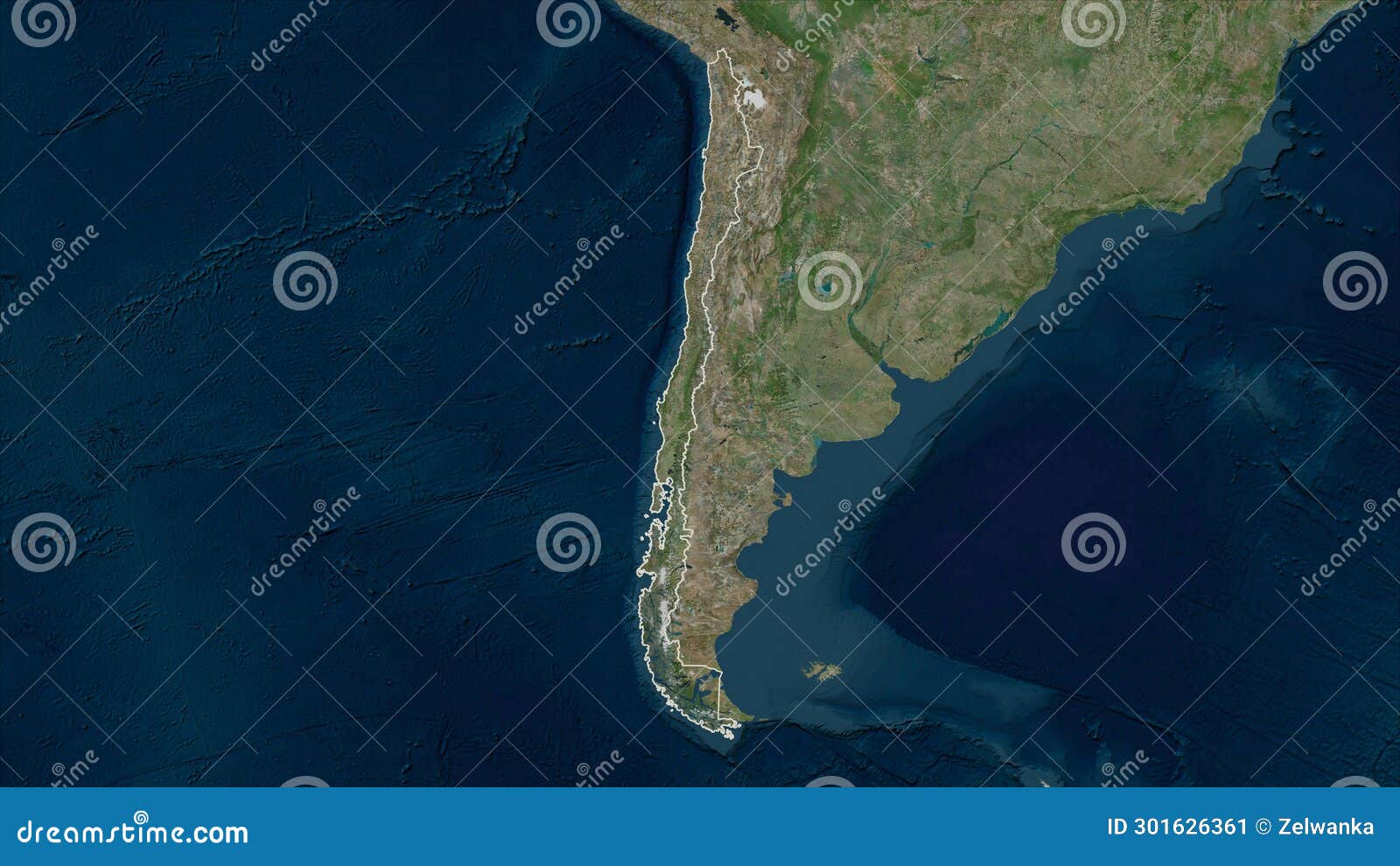 Chile Outlined. High-res Satellite Stock Illustration - Illustration of ...