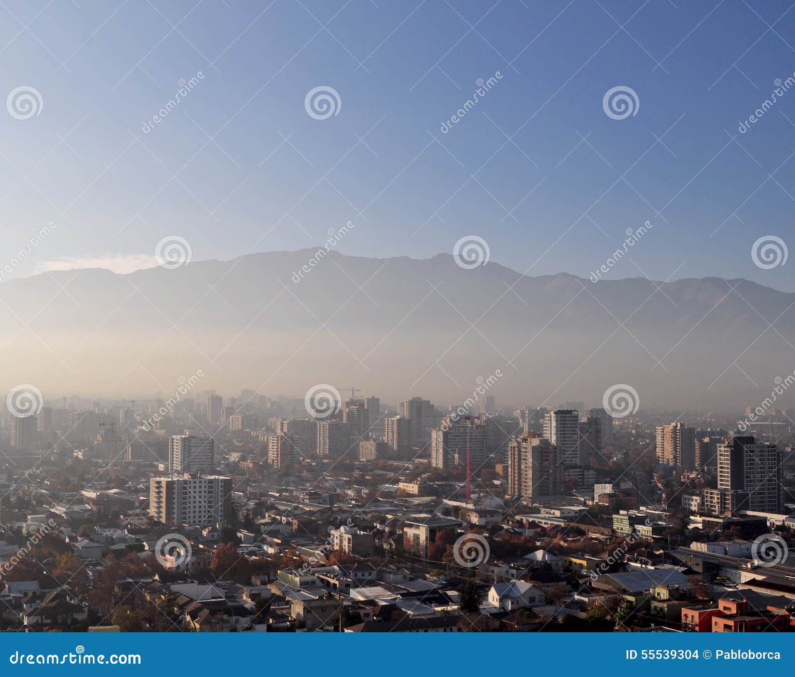 Chile, Santiago De Chile, Cityscape Stock Photo - Image of hill ...