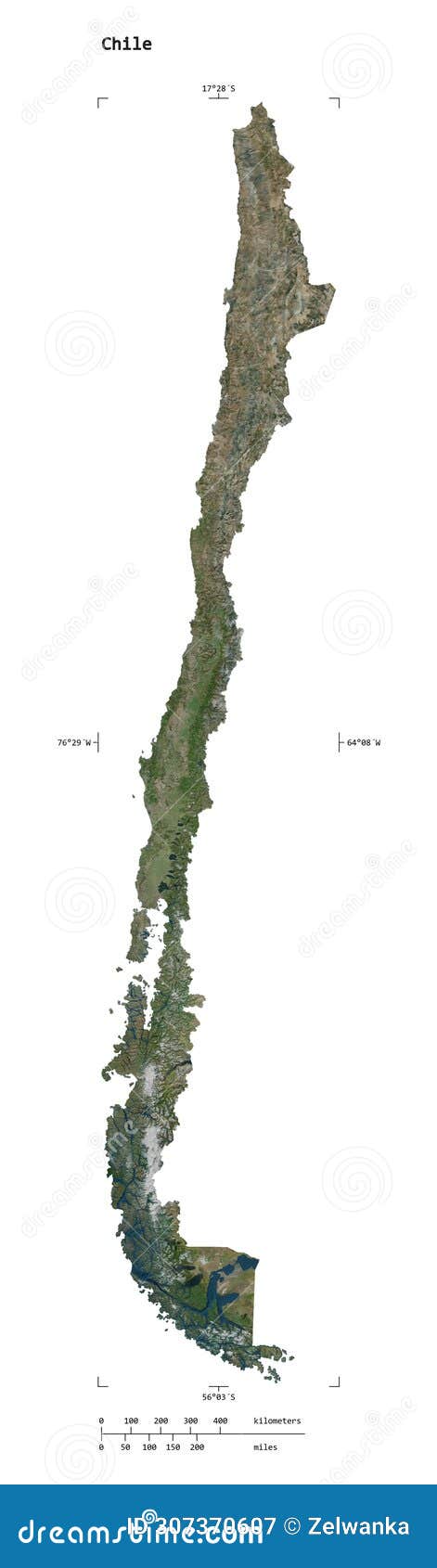 Chile Shape on White. High-res Satellite Stock Illustration ...