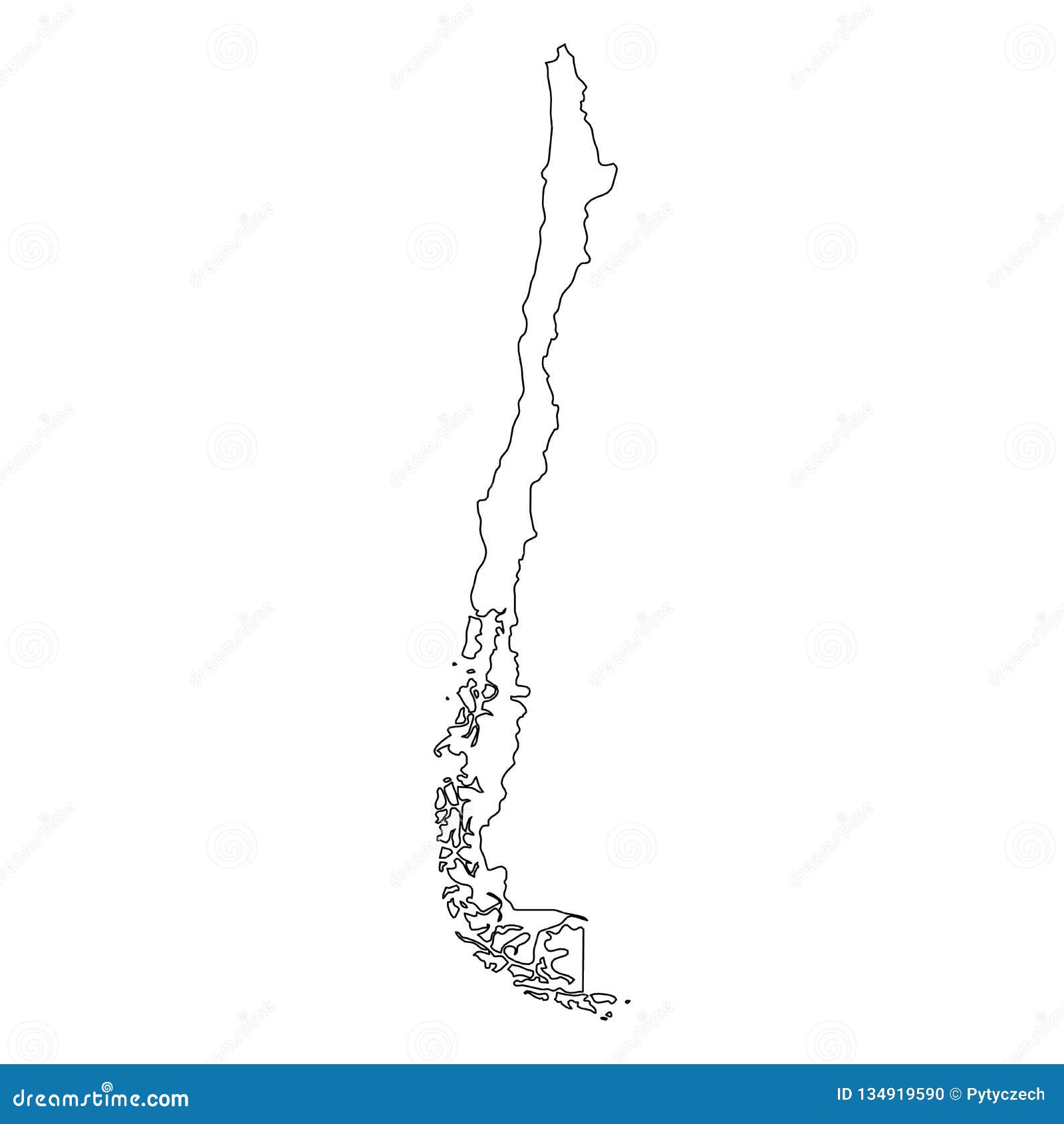 Simplified Map Of Chile Outline, With Slightly Bent Flag Under I Vector ...