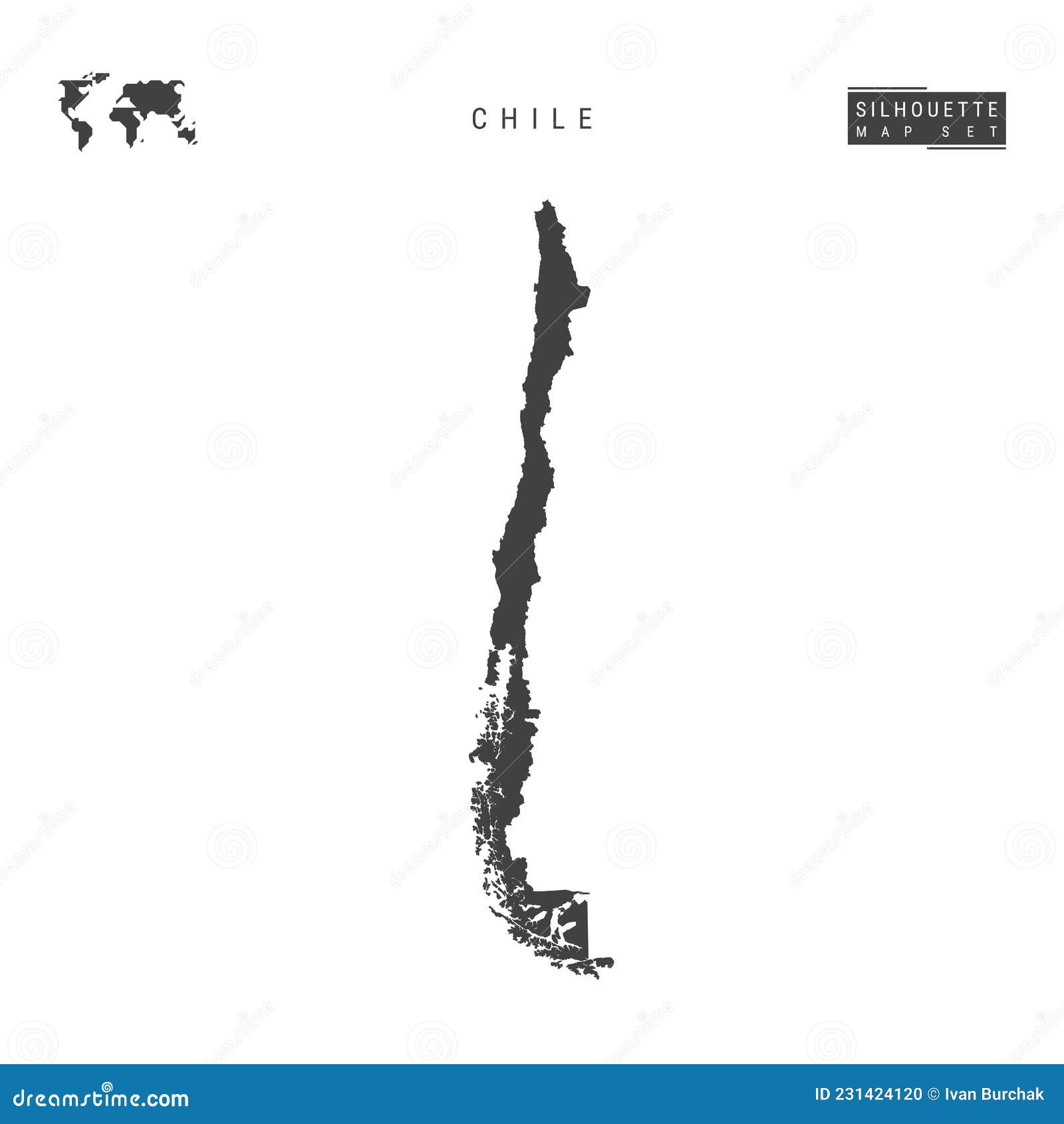 Chile Vector Map Isolated on White Background. High-Detailed Black ...