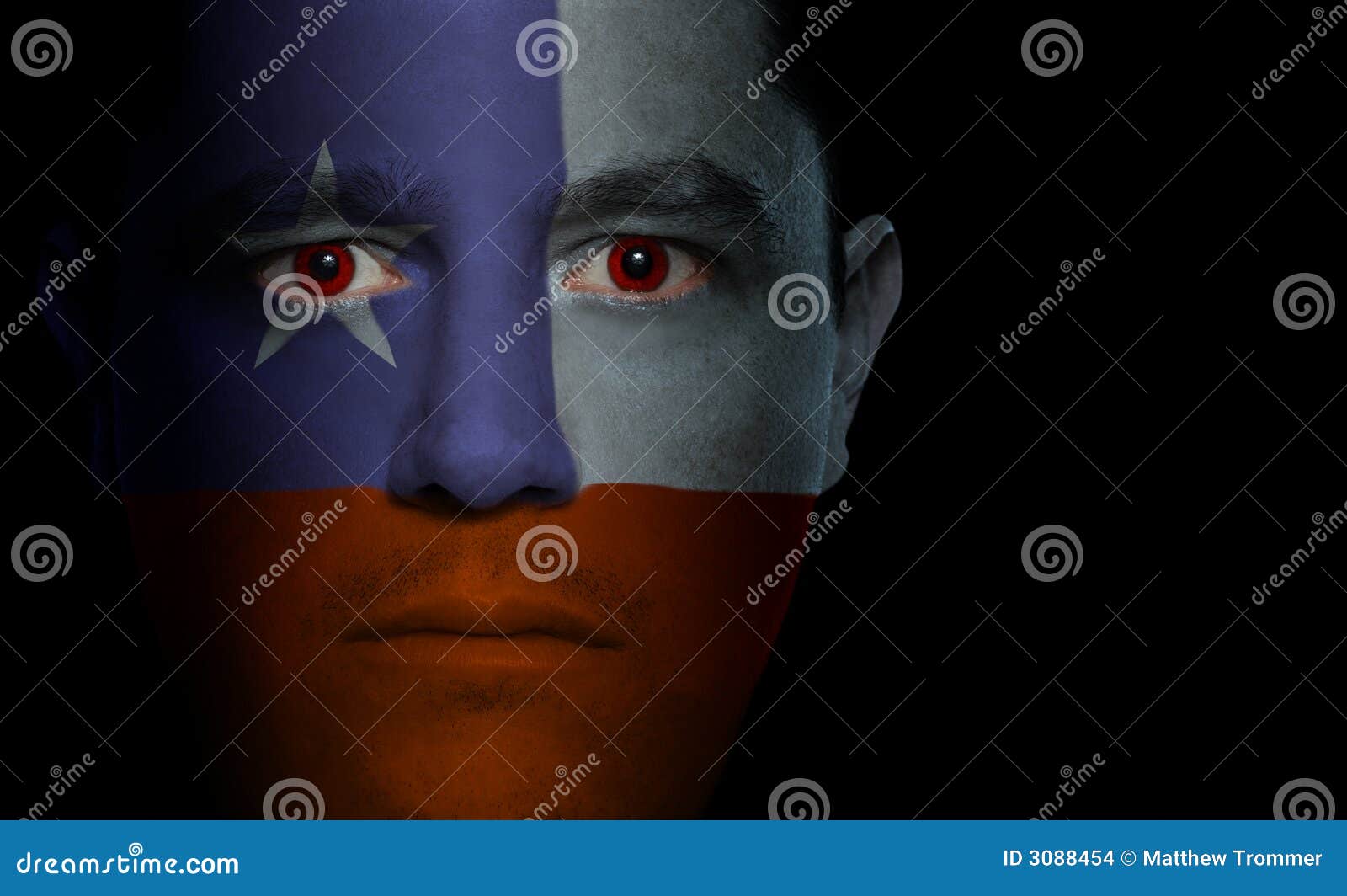 Chilean Flag - Male Face stock photo. Image of emotion - 3088454