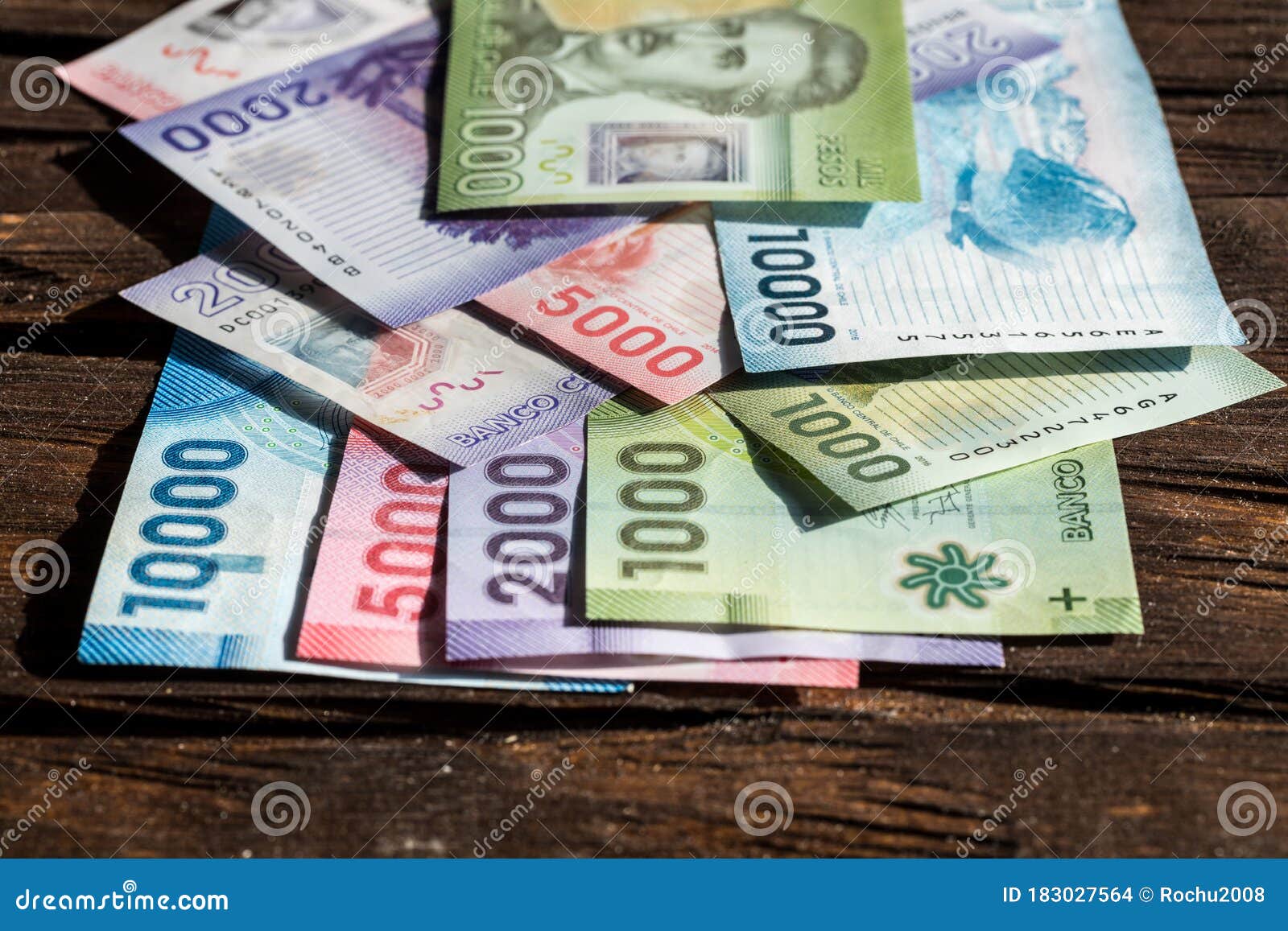 Money from Chile, Various Banknotes All Pesos Stock Photo - Image of ...