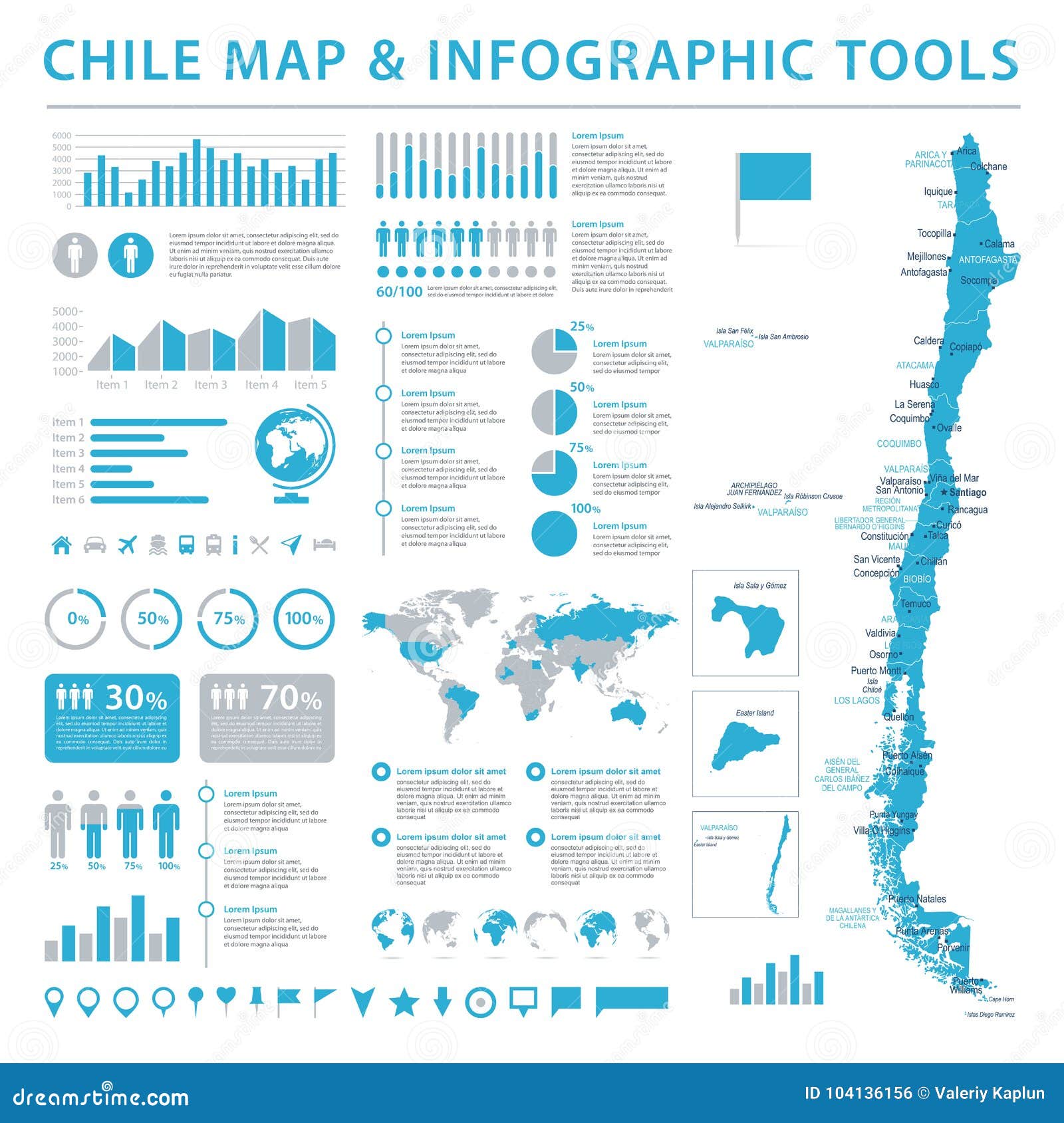 Chile Map Info Graphics - Charts, Symbols, Elements And Icons ...
