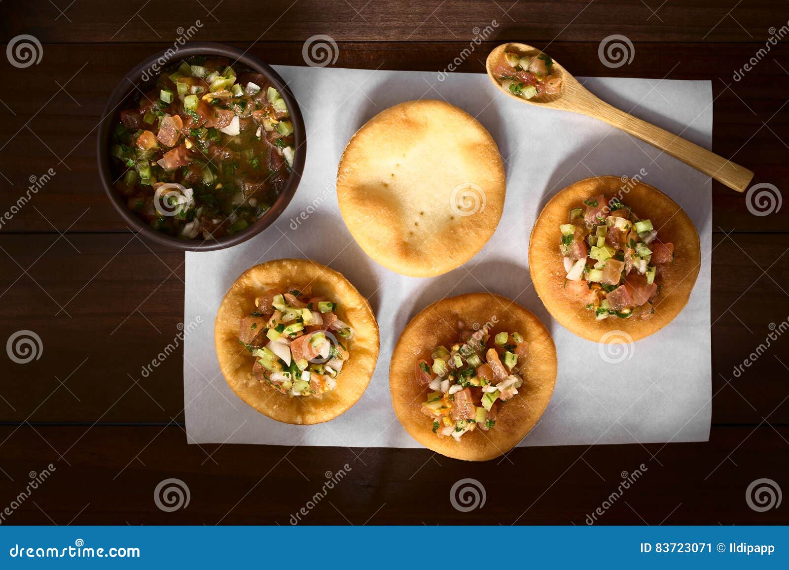 Chileno Sopaipilla Fried Pastries Con La Salsa De Pebre Imagen de ...
