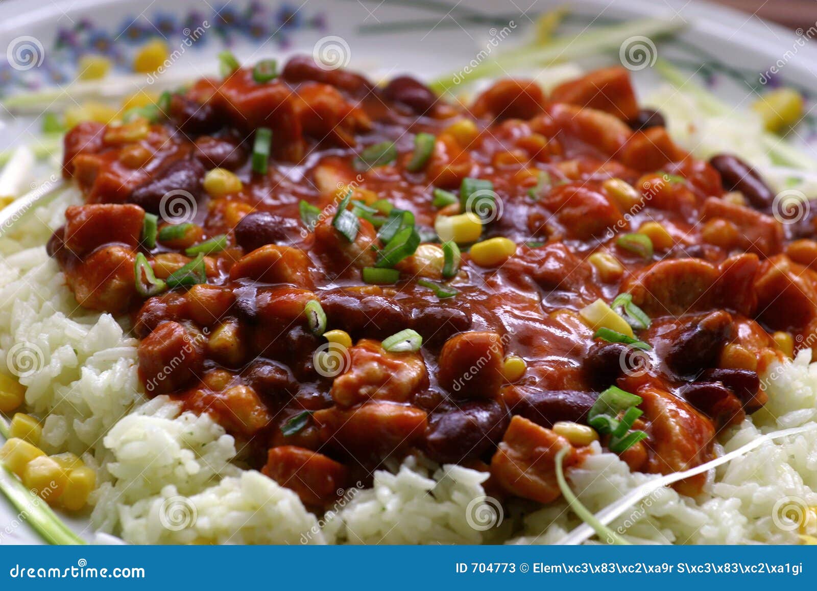 Chili beans on a plate stock image. Image of chicken, portion - 704773