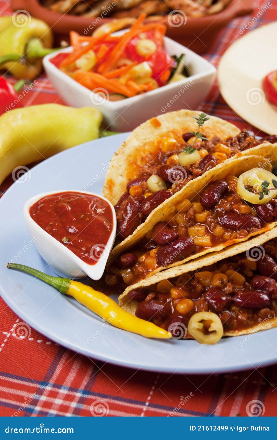 Chili Con Carne Burrito in Taco Shell Stock Image - Image of spicy ...