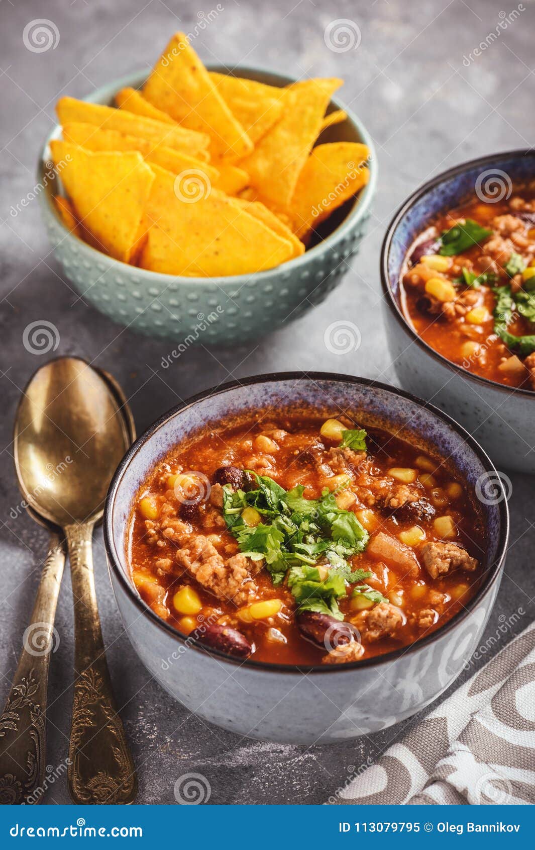 Chili Con Carne, Comida Mexicana Tradicional Imagen de archivo - Imagen ...