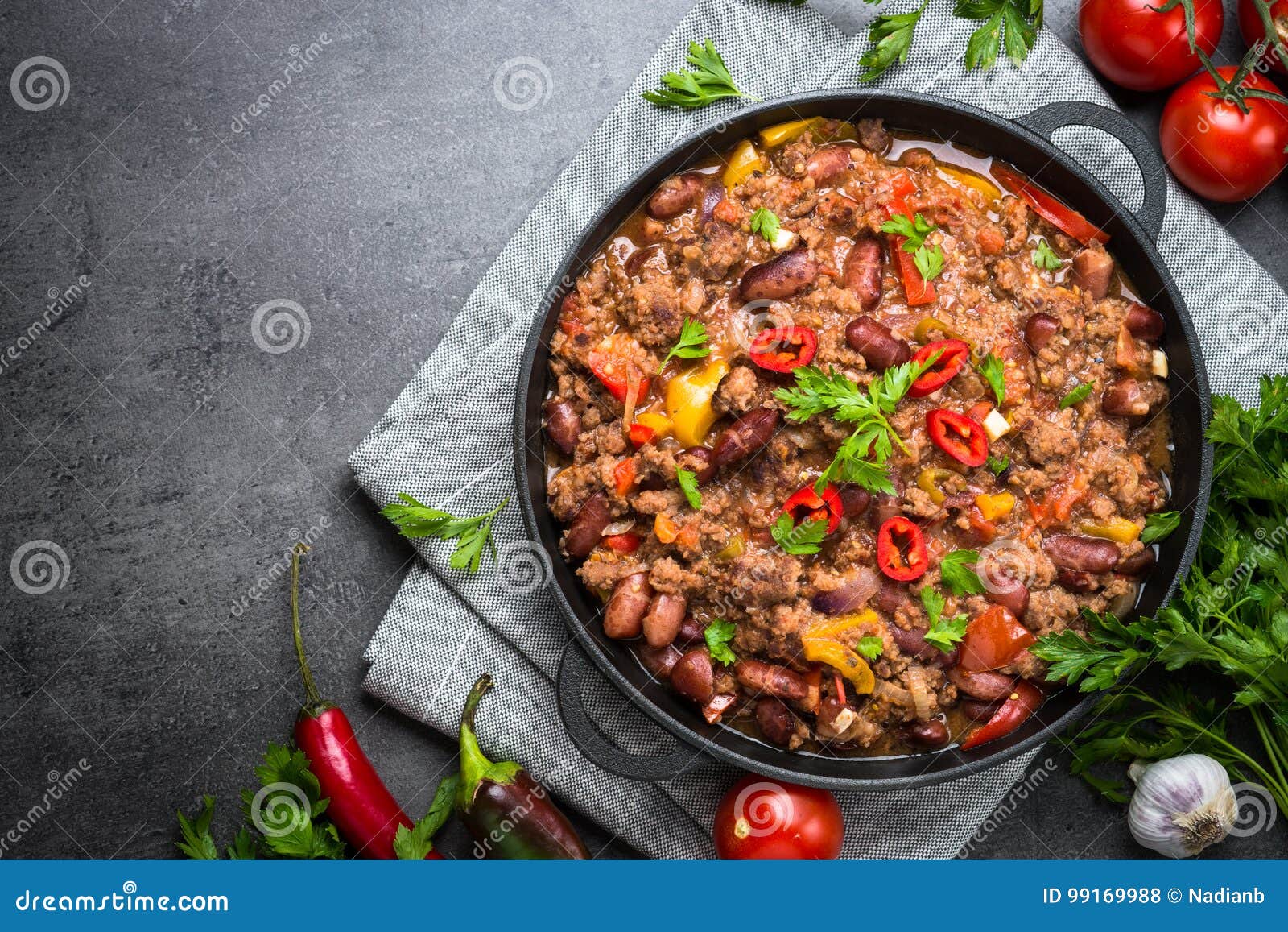 Chili Con Carne Comida Mexicana Tradicional Foto de archivo - Imagen de ...