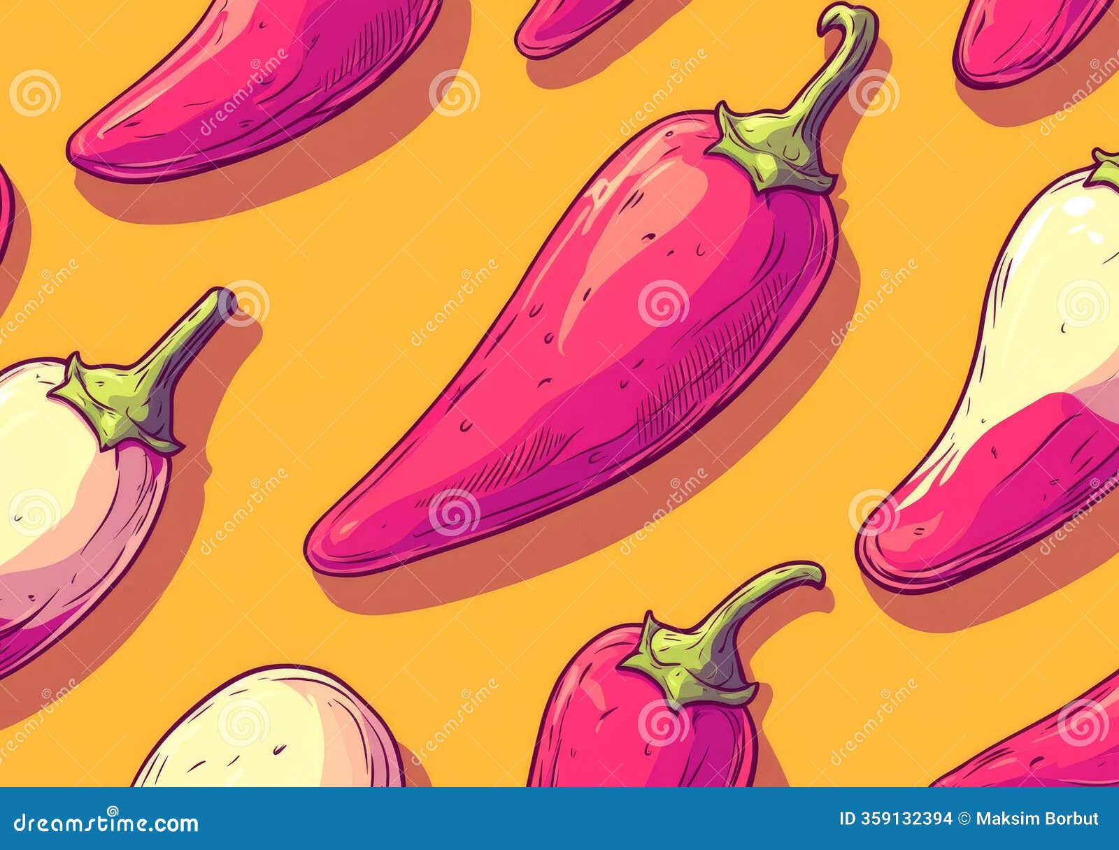 A Chili Doodle Pattern Wallpaper with a Red Background Stock Photo ...