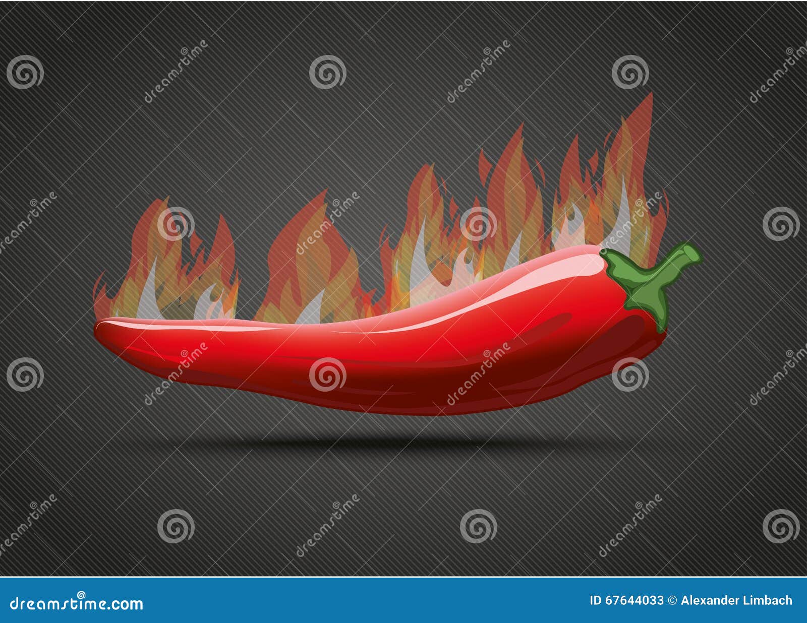 Chili On Fire Vector Realistic. Hot Pepper Advert Concept. Dark ...