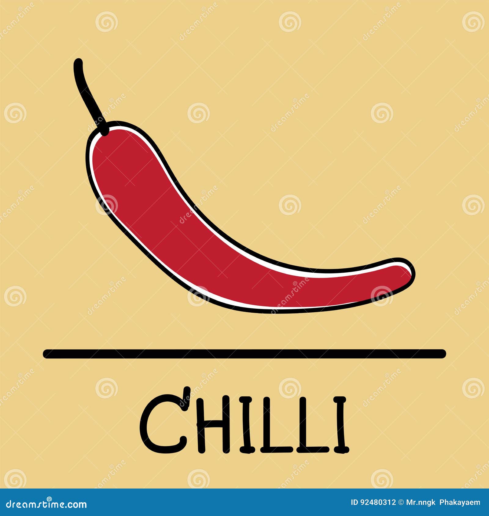 Chili hand-drawn style. stock vector. Illustration of idea - 92480312