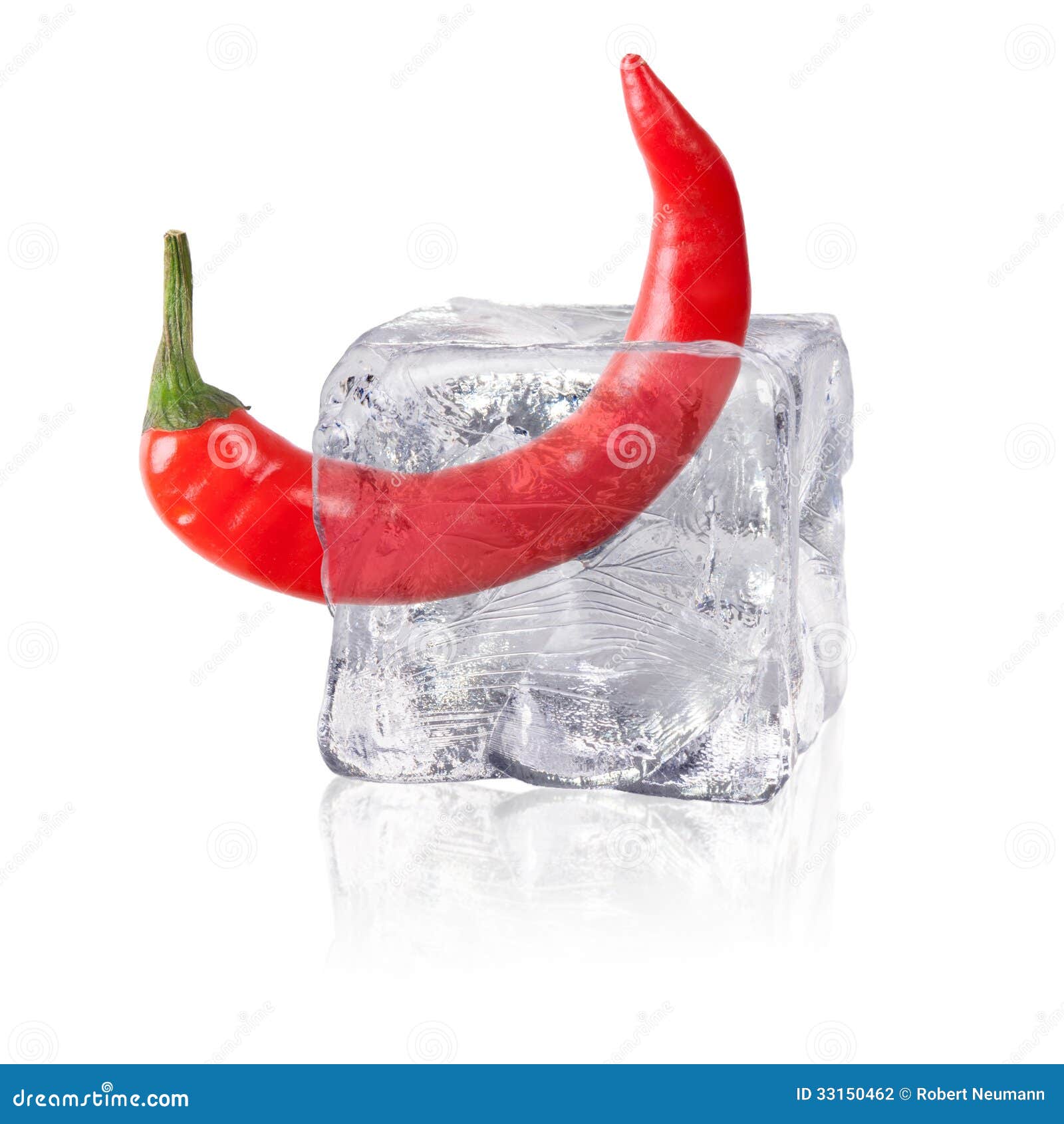 Chili in an ice cube stock photo. Image of block, copy - 33150462
