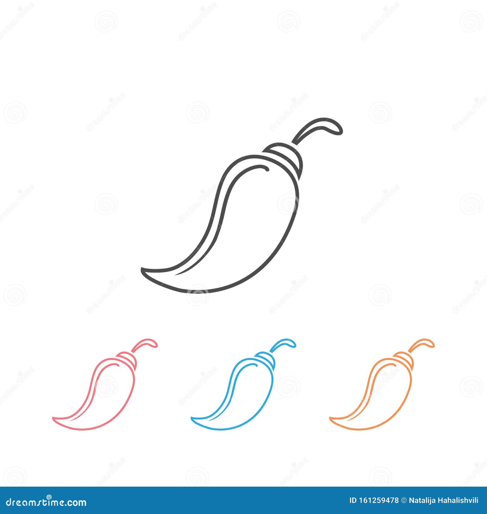 Chili Line Icon Set. Pepper Icon Stock Vector - Illustration of kitchen ...