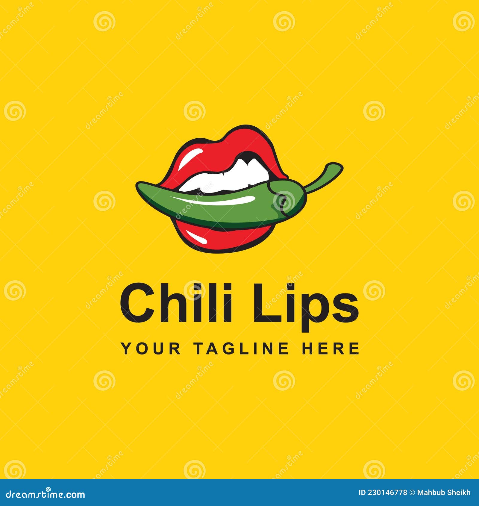 Chili Lips Logo Design Template. Stock Vector - Illustration of makeup ...