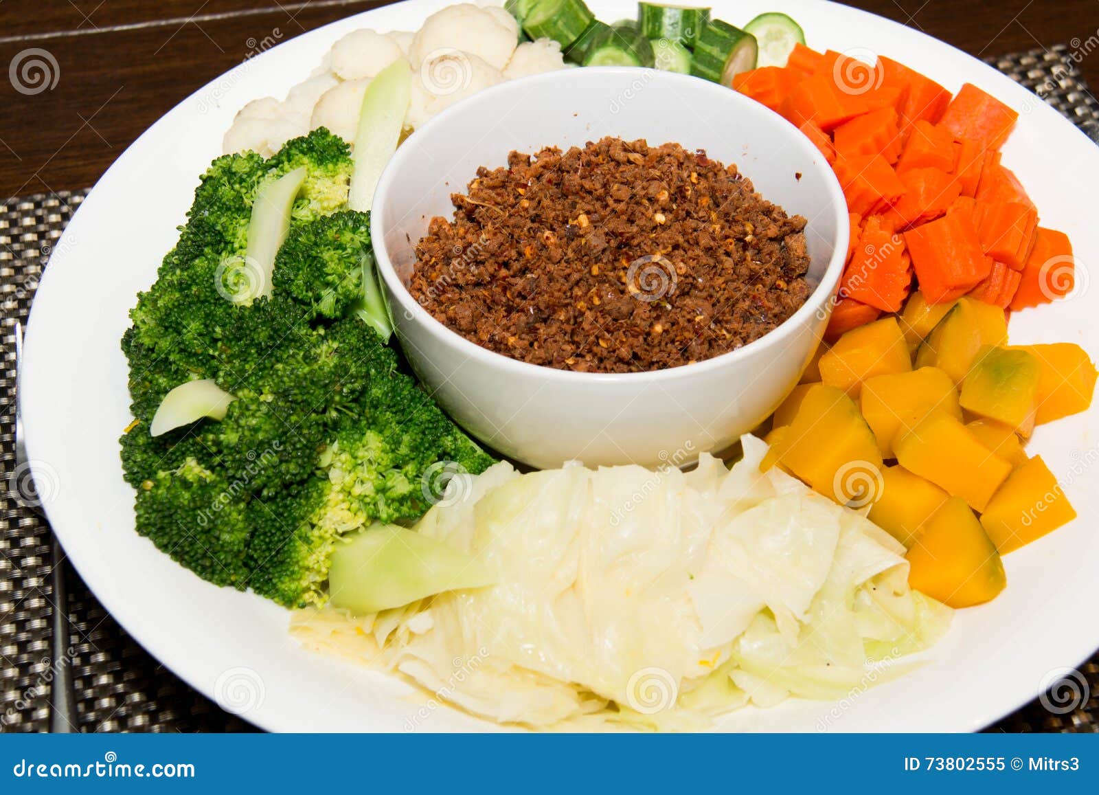Chili Past with Mixed Boil Vegetable. Stock Image - Image of cuisine ...