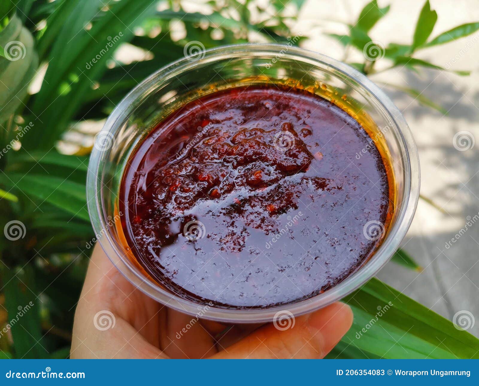 Chili Paste in a Plastic Cup. Thai Dips are Sweet and Spicy Stock Image ...