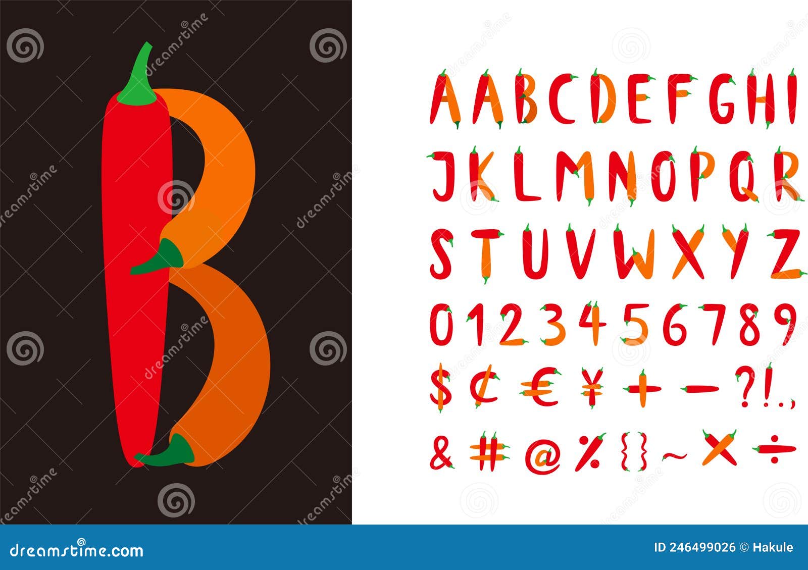 Chili Pepper Alphabet Font, Vector Illustration Stock Vector ...
