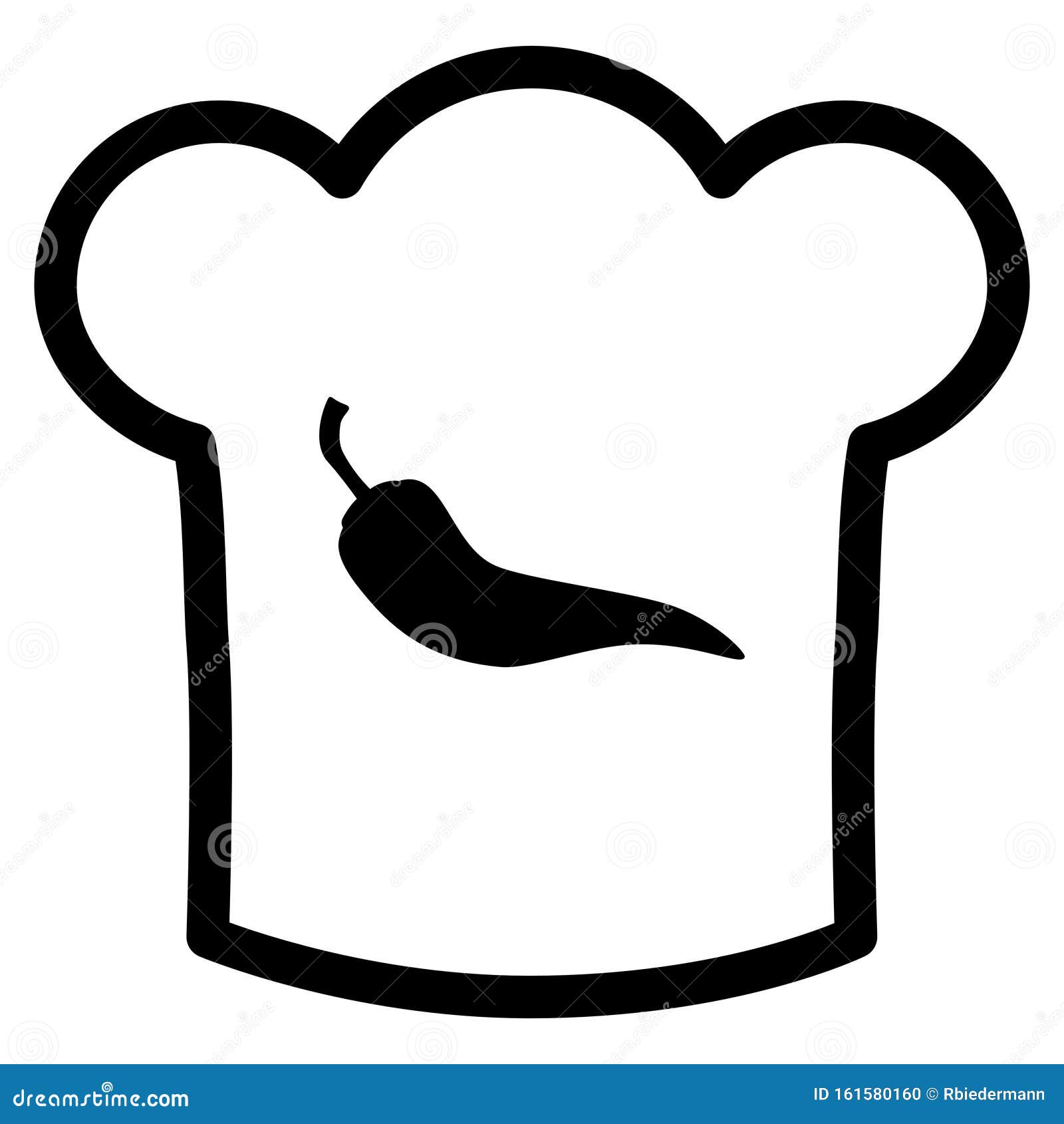 Chili pepper and chef hat stock vector. Illustration of icon - 161580160