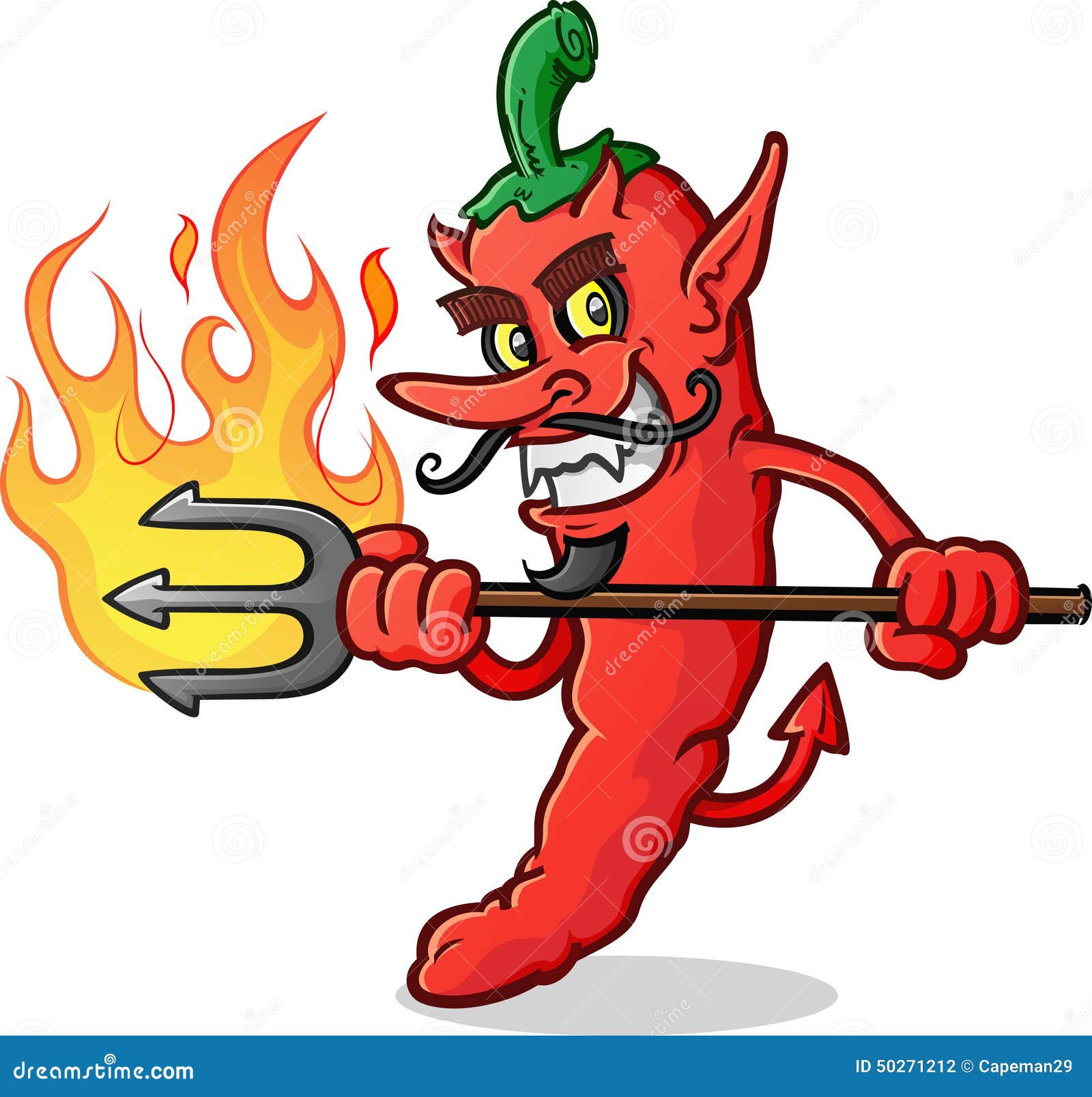 Chili Pepper Devil Cartoon Character Caldo Illustrazione Vettoriale ...