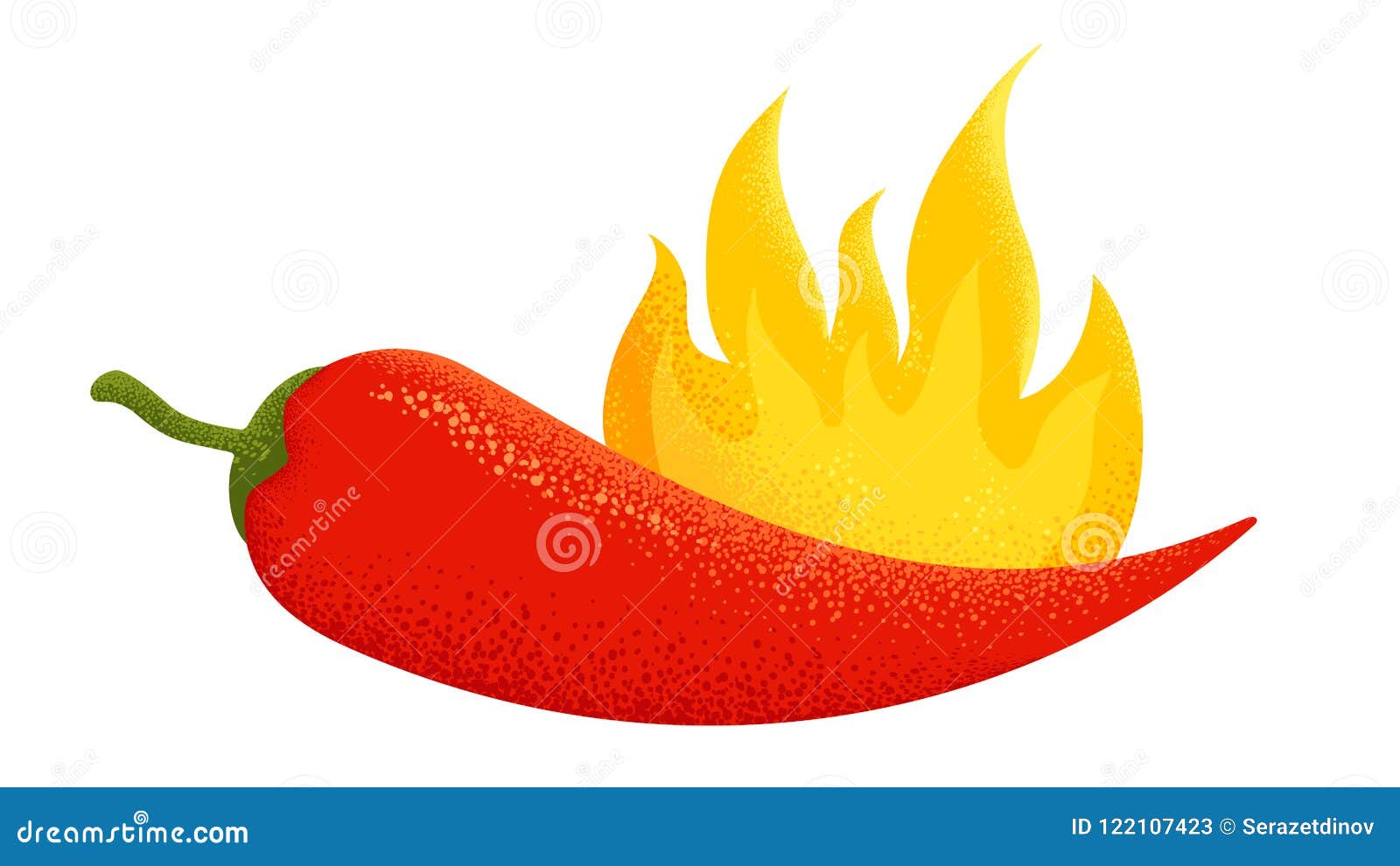 Chili pepper with fire stock vector. Illustration of ingredient - 122107423