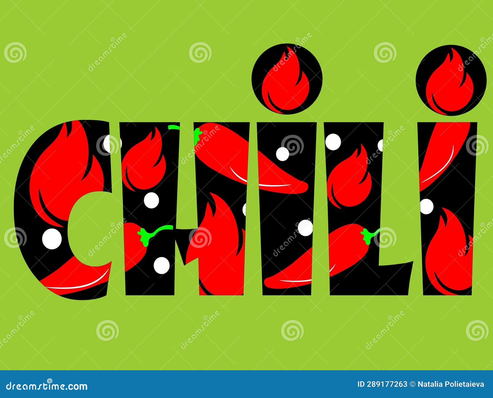 Chili Pepper - Inscription. Red Pepper and Fire on a Black Background ...