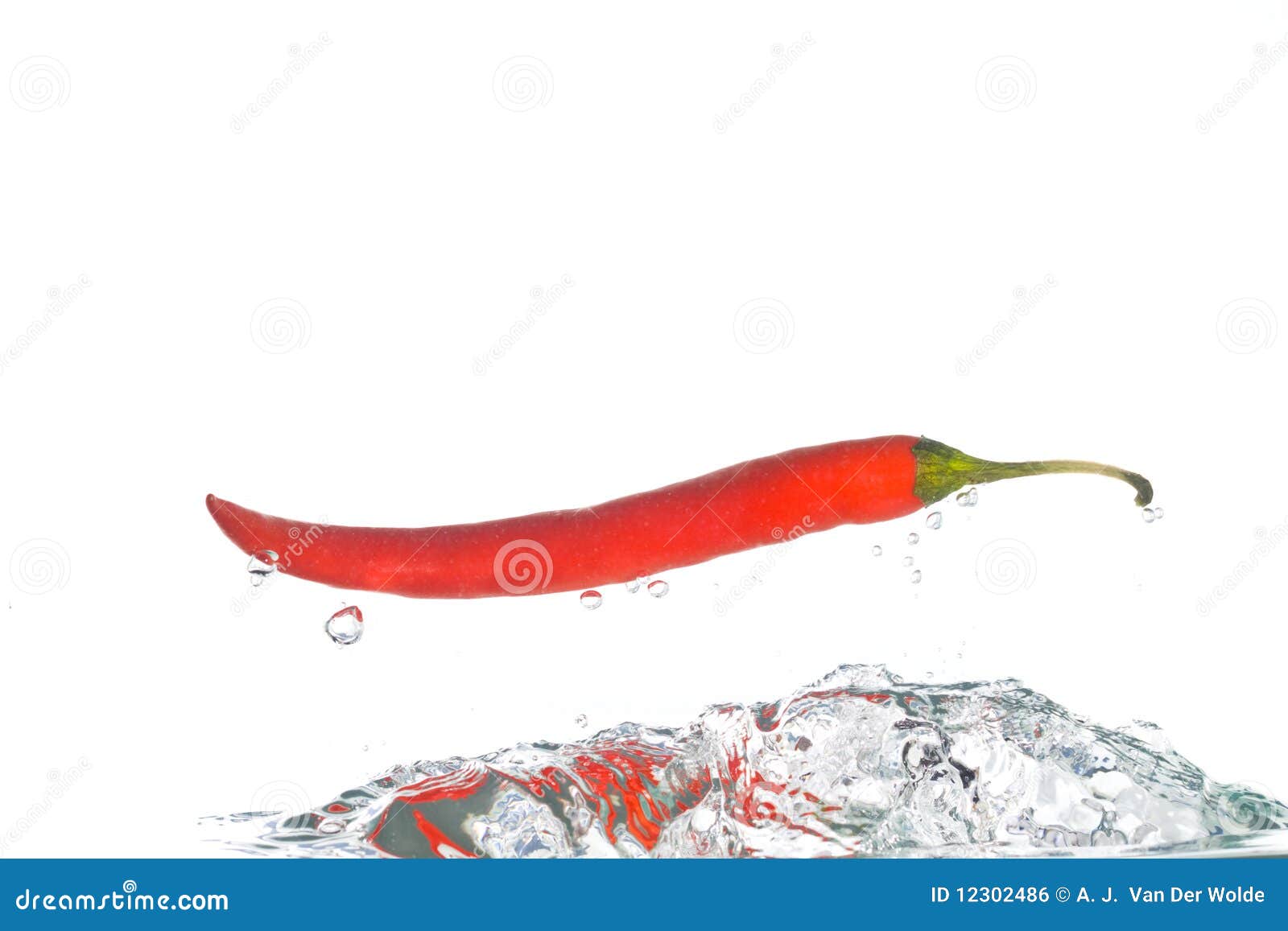 A Chili Pepper Jumping Out of the Water Stock Photo - Image of food ...