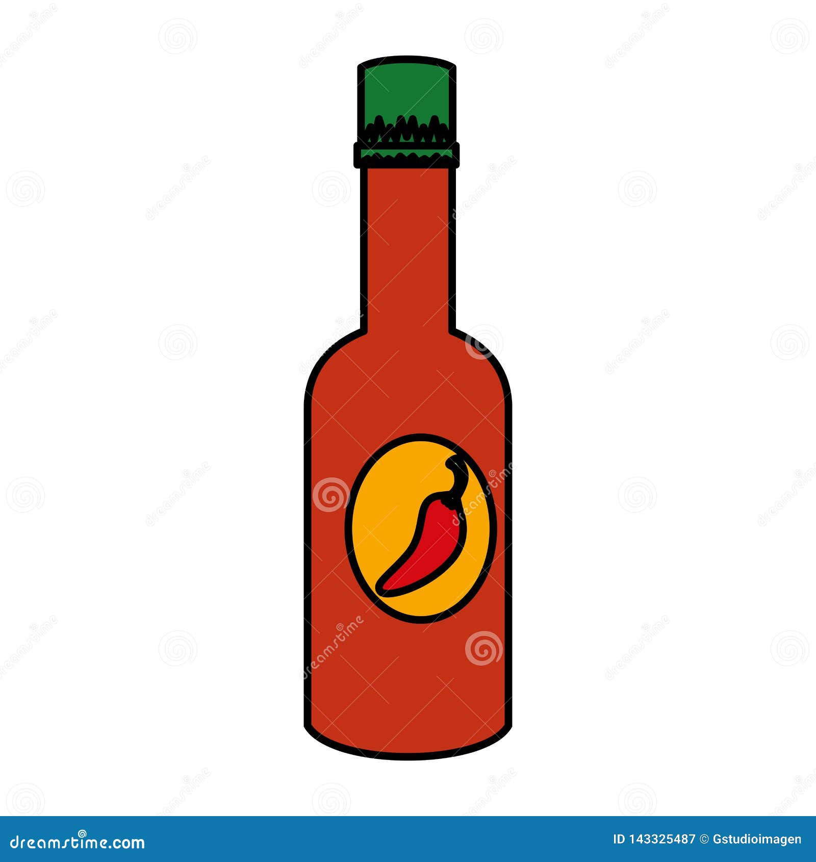 Chili pepper sauce bottle stock vector. Illustration of taste - 143325487