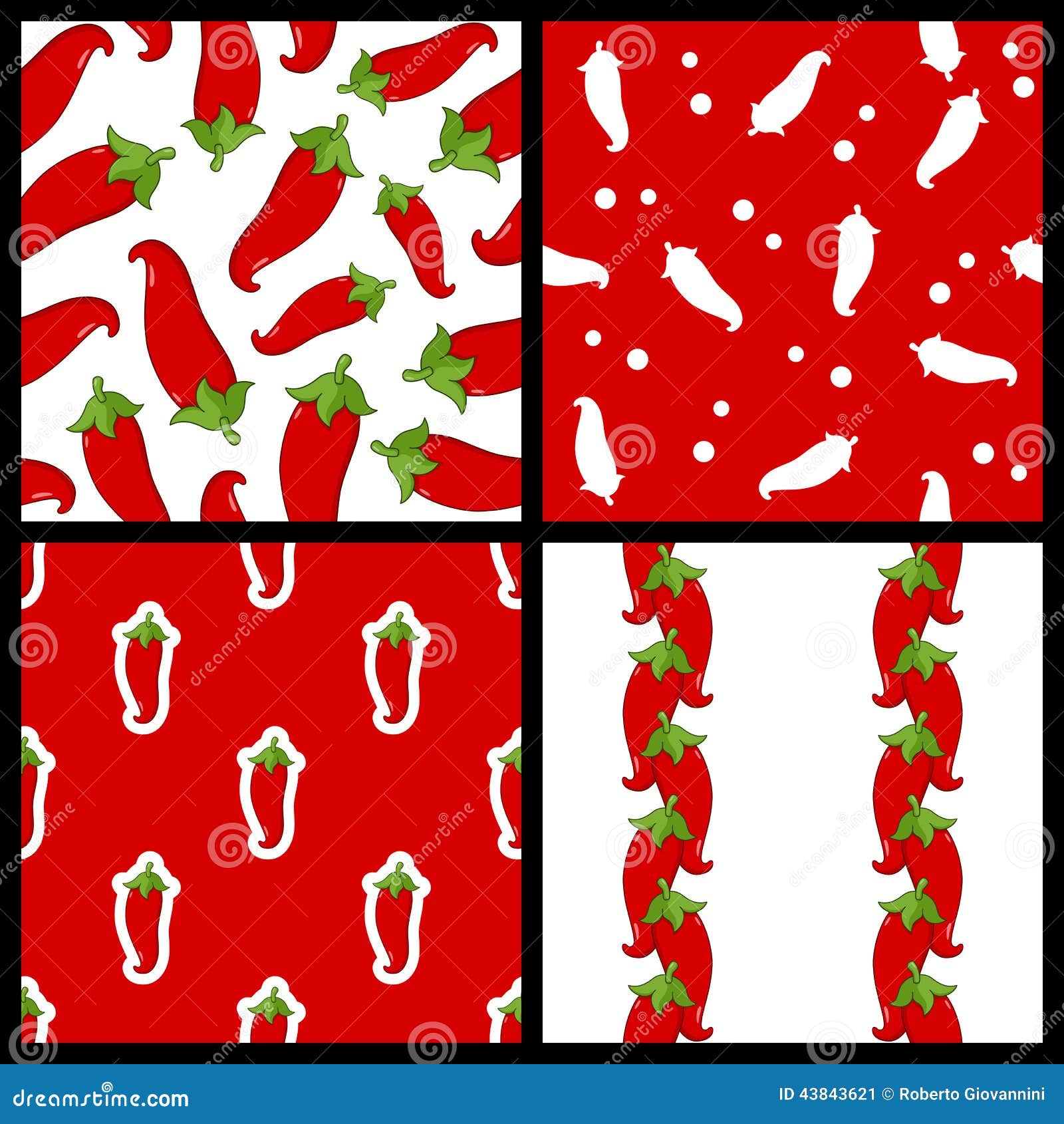 Chili Pepper Seamless Patterns D'un Rouge Ardent Illustration de ...