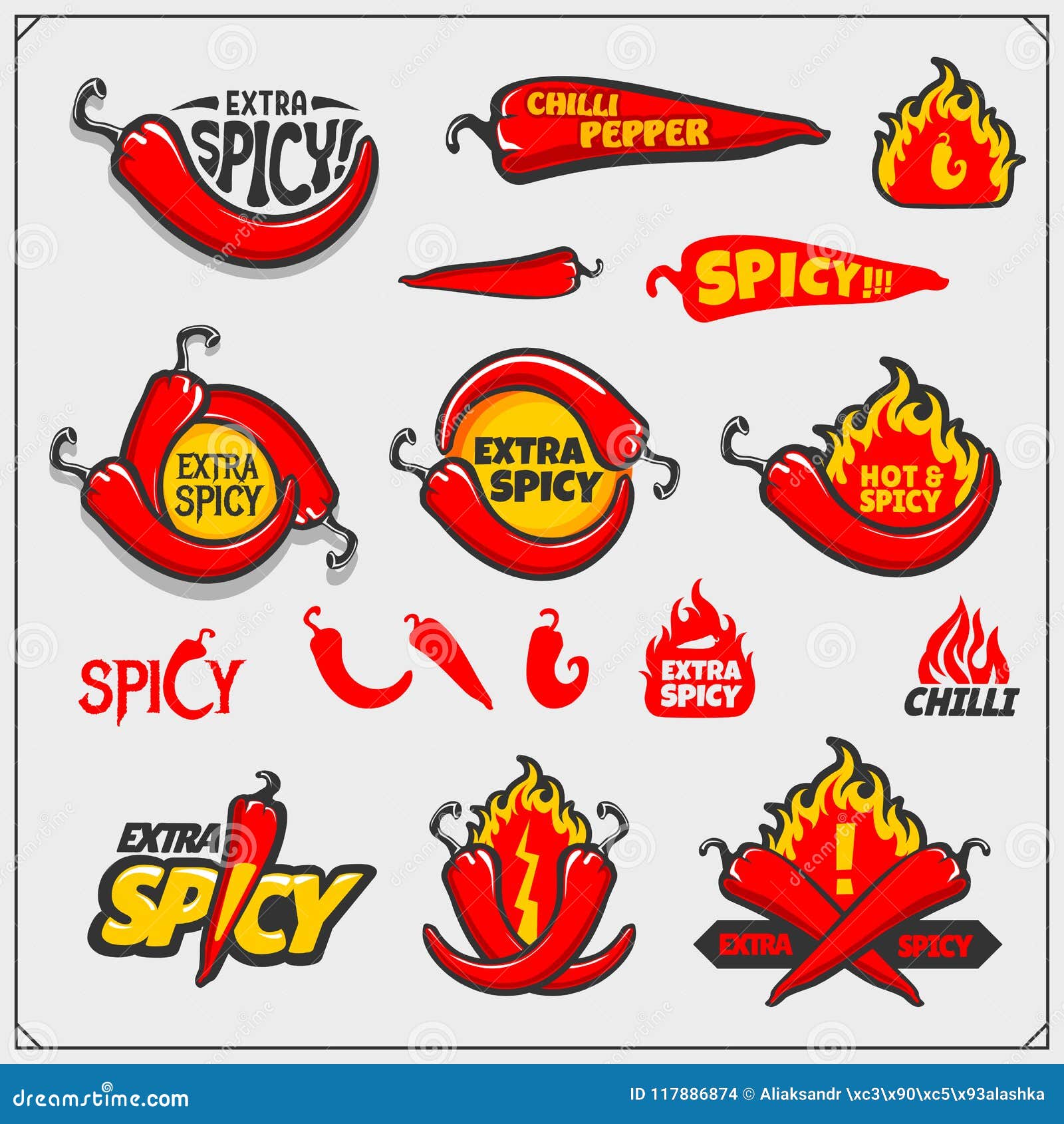 Chili Pepper Set. Pepper Icons, Emblems and Design Elements Stock ...