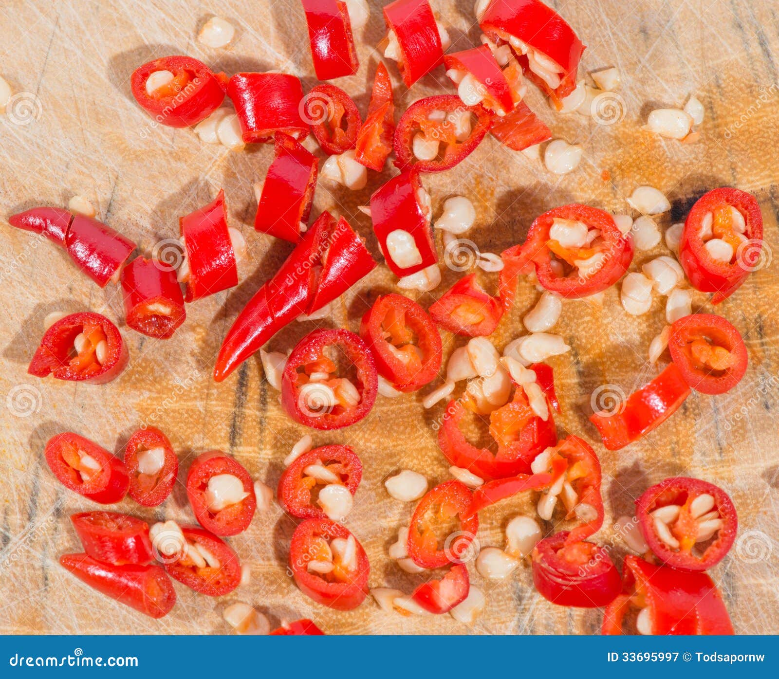 Chili Pepper Sliced on Wood Background Stock Image - Image of food ...