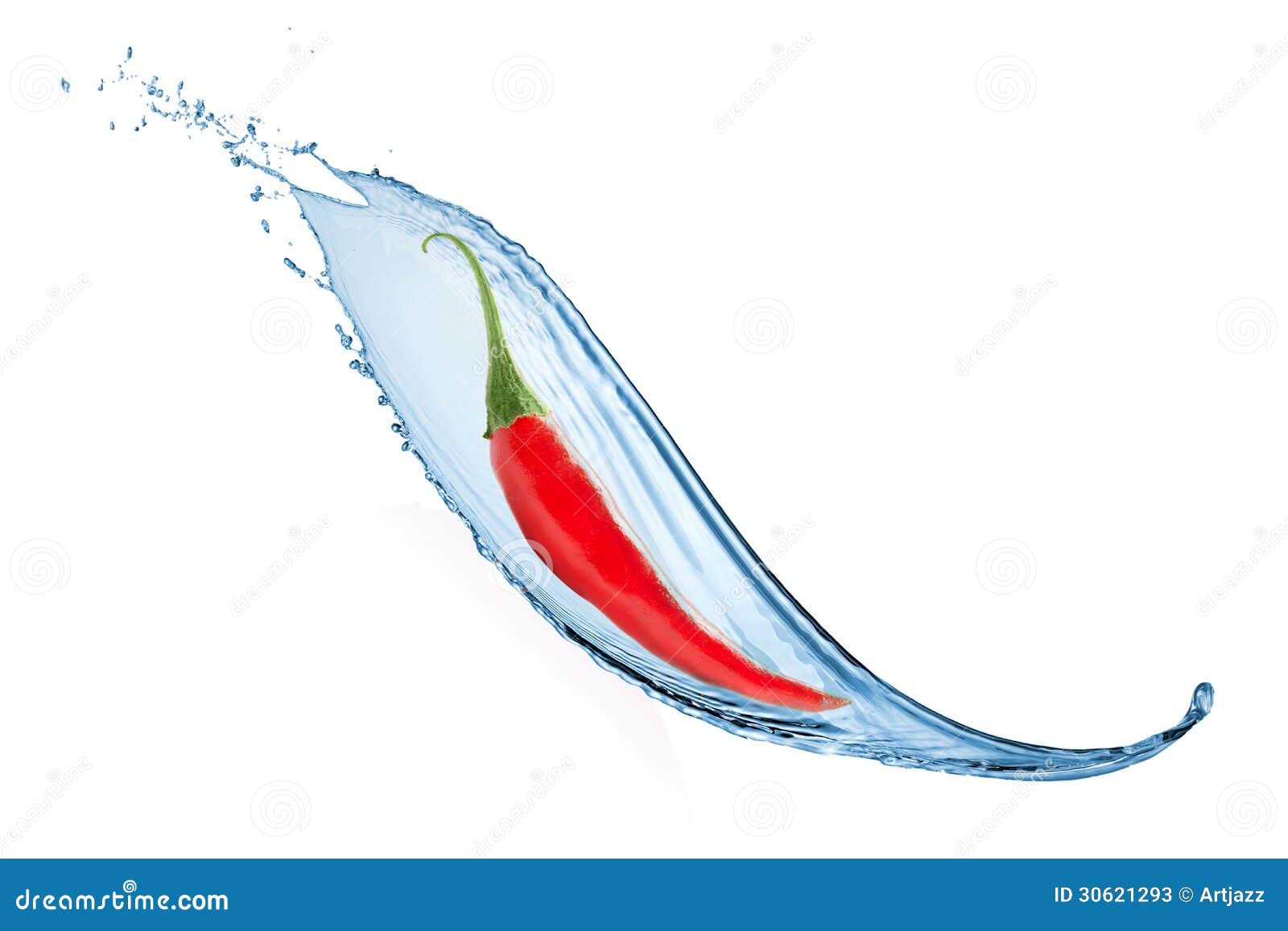 Chili Pepper with Water Splash on White Stock Image - Image of chilly ...