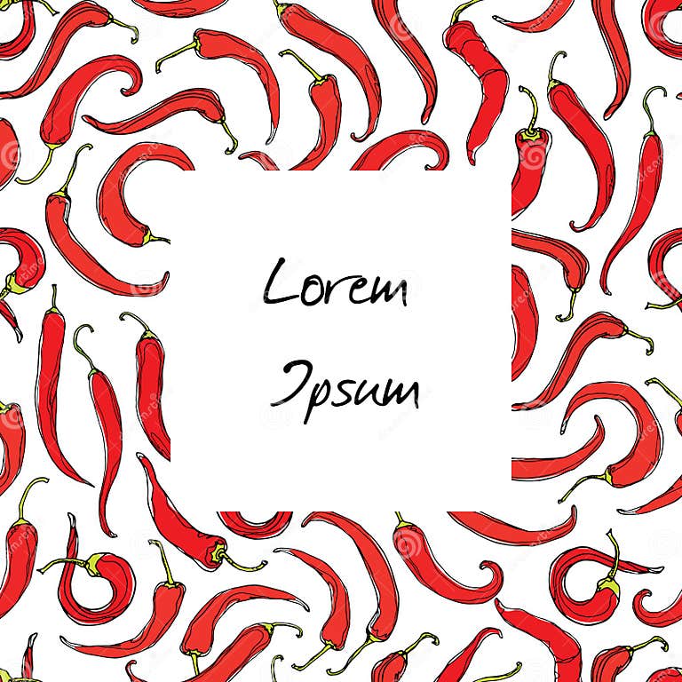Chili Peppers Card Template Stock Vector - Illustration of outline ...