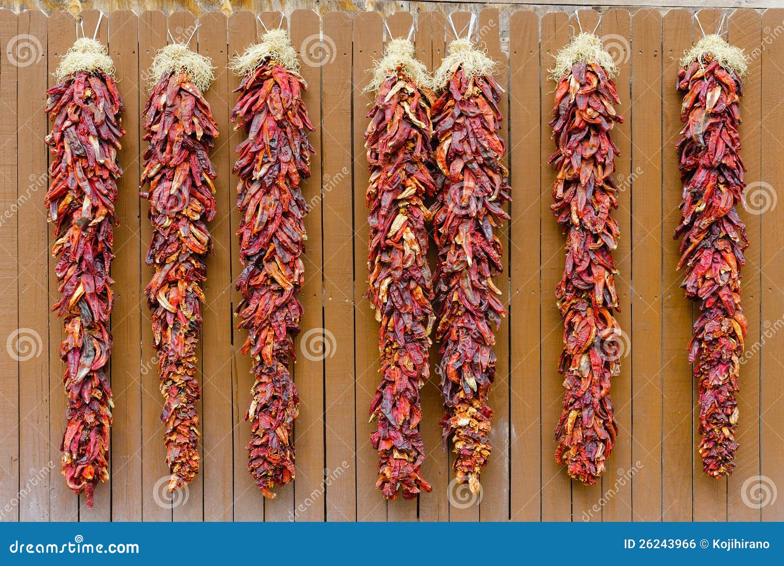 Chili Peppers Hanging Ristras Stock Photo - Image of drying, chilli ...