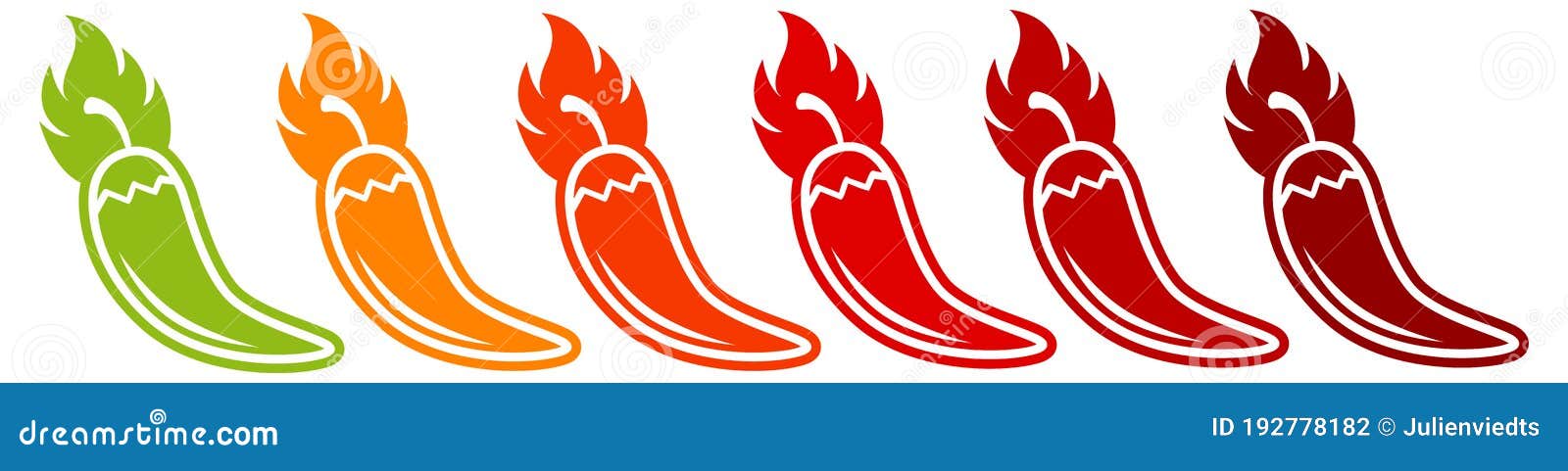 Chili Peppers Hotness Scale on White Background Stock Illustration ...
