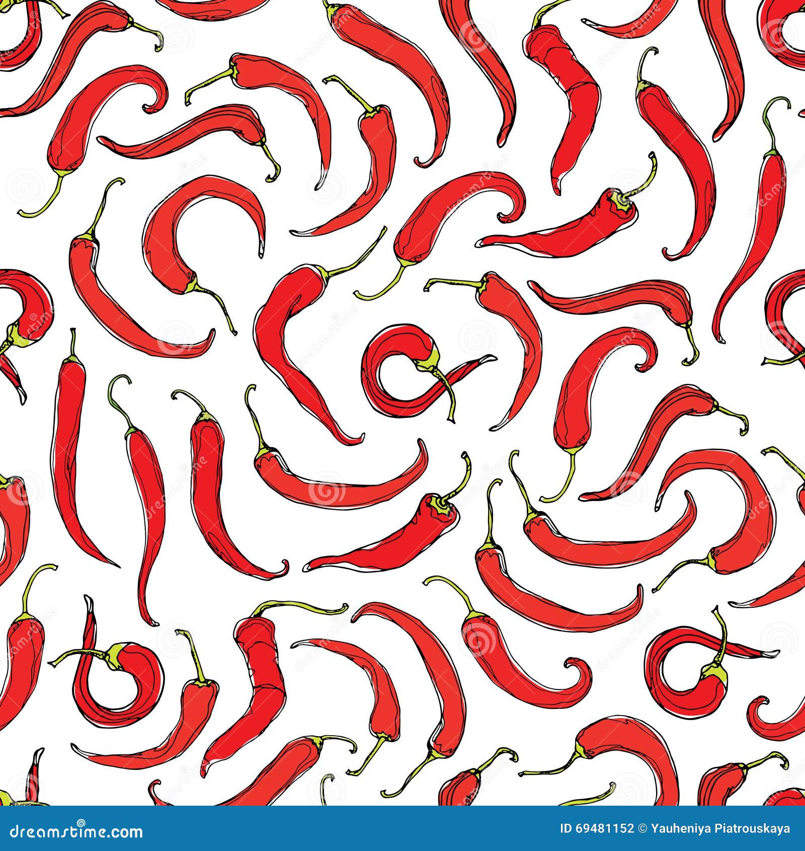 Chili peppers pattern stock vector. Illustration of texture - 69481152