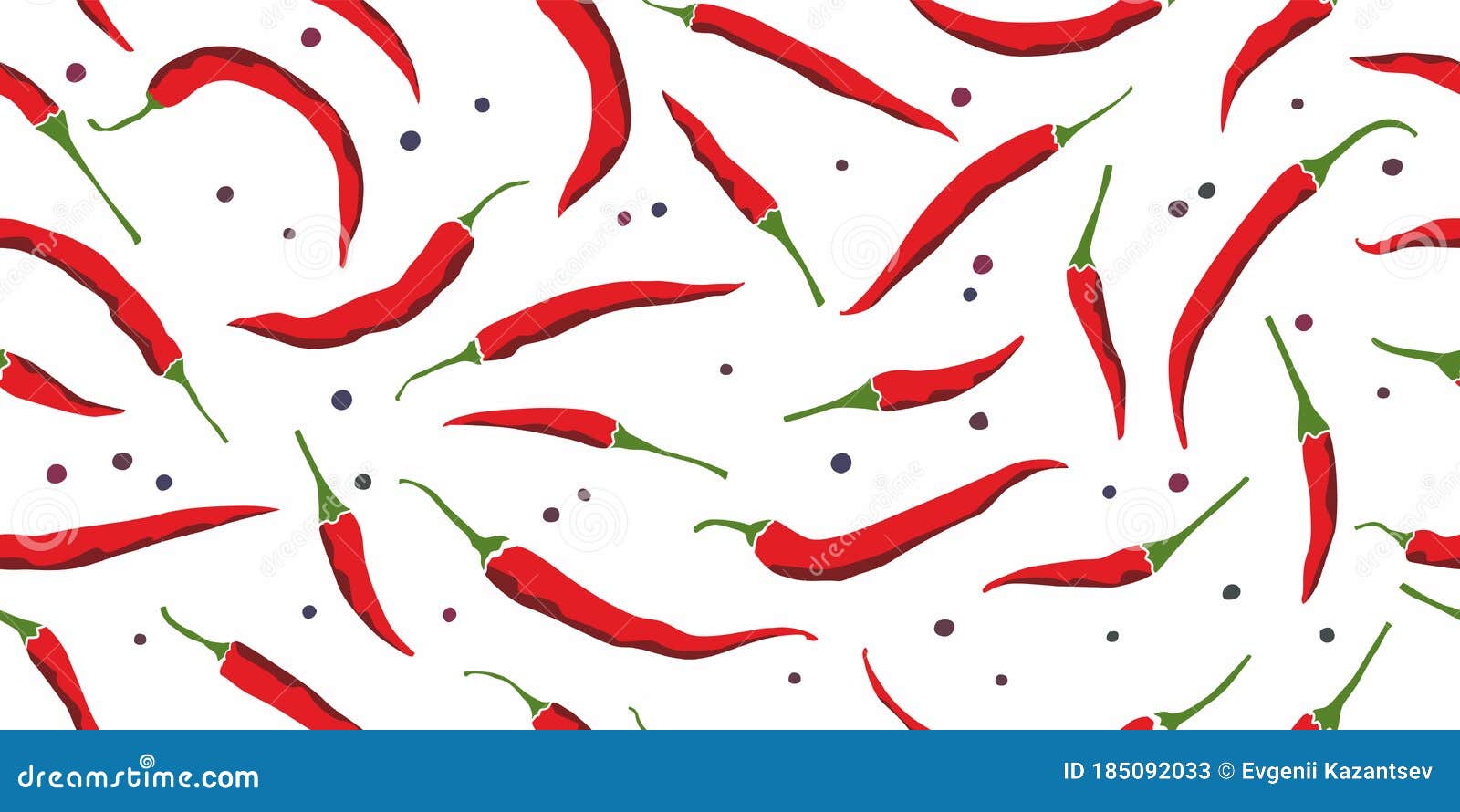 Chili Peppers Seamless Pattern. Vector Hand Drawing Stock Vector ...