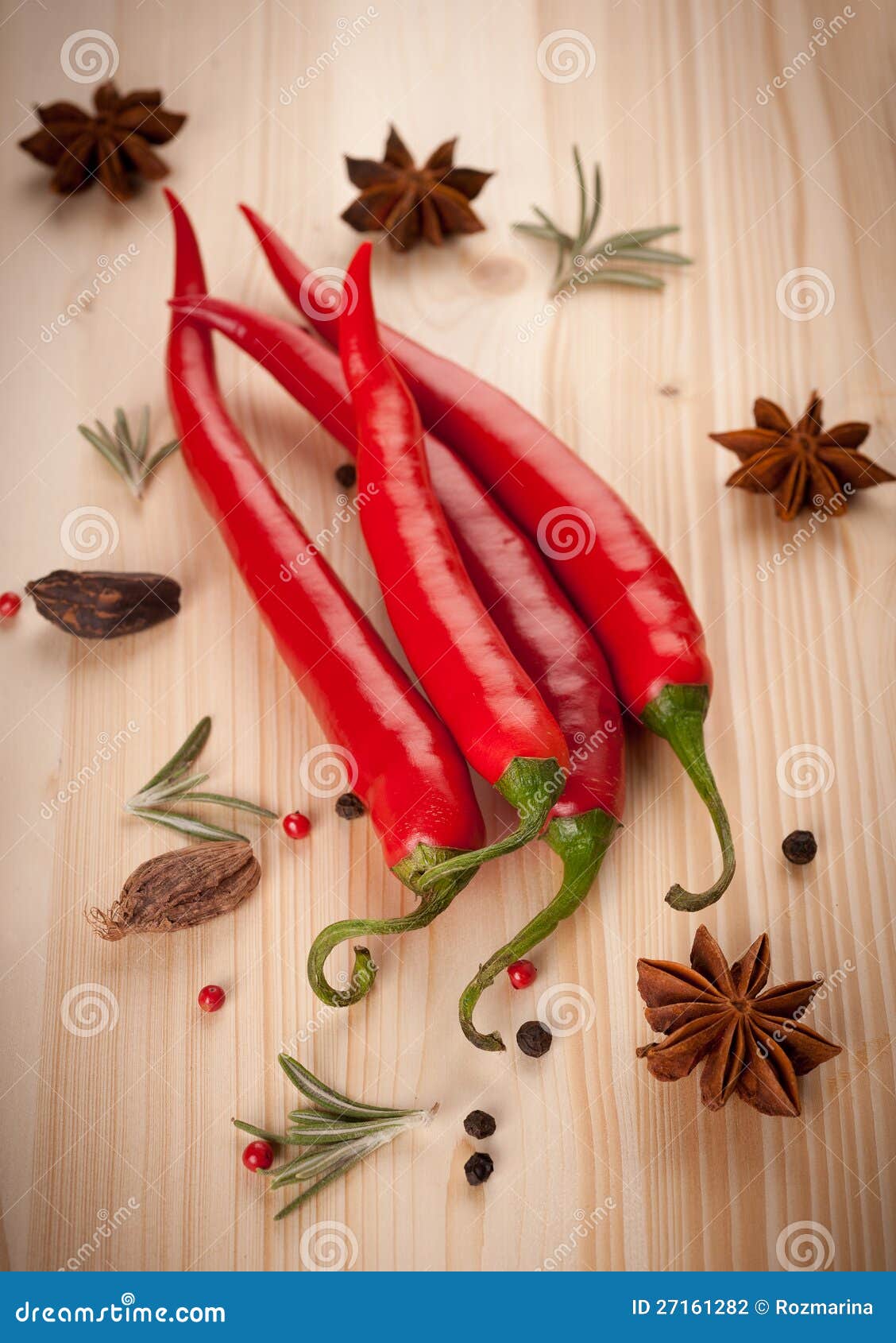 Chili peppers and spices stock photo. Image of closeup - 27161282