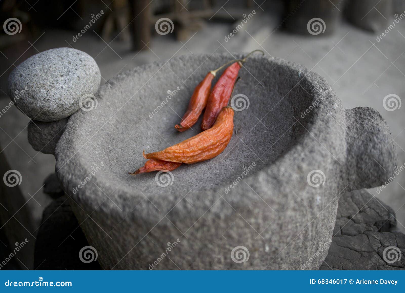 Chili Peppers in Stone Mortar Stock Image - Image of rock, stone: 68346017