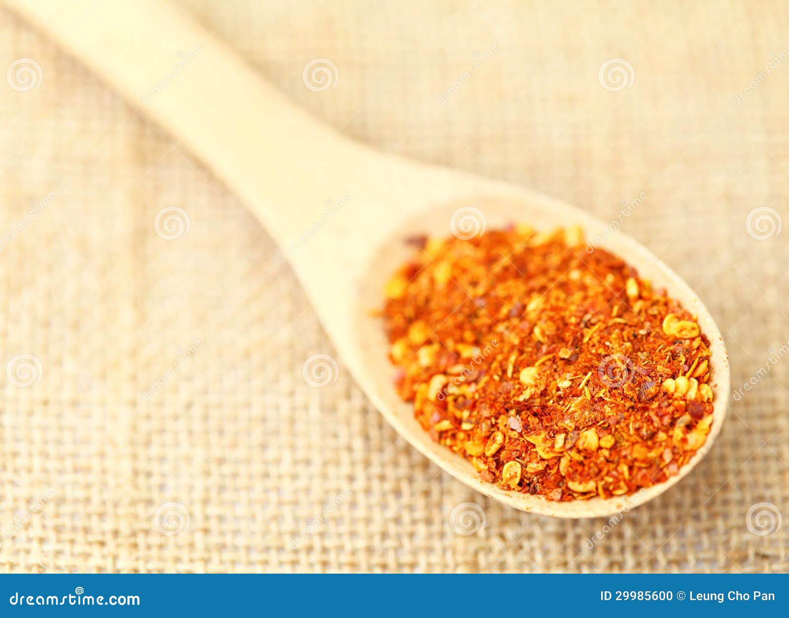 Chili Powder on Wooden Spoon Stock Photo - Image of brown, cilantro ...