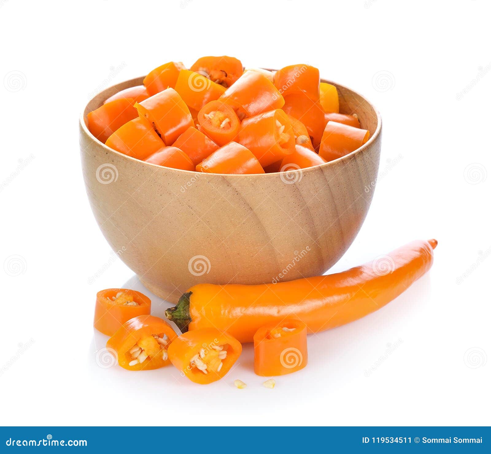 Chili Slice In A Cup On White Background Stock Image - Image of gourmet ...