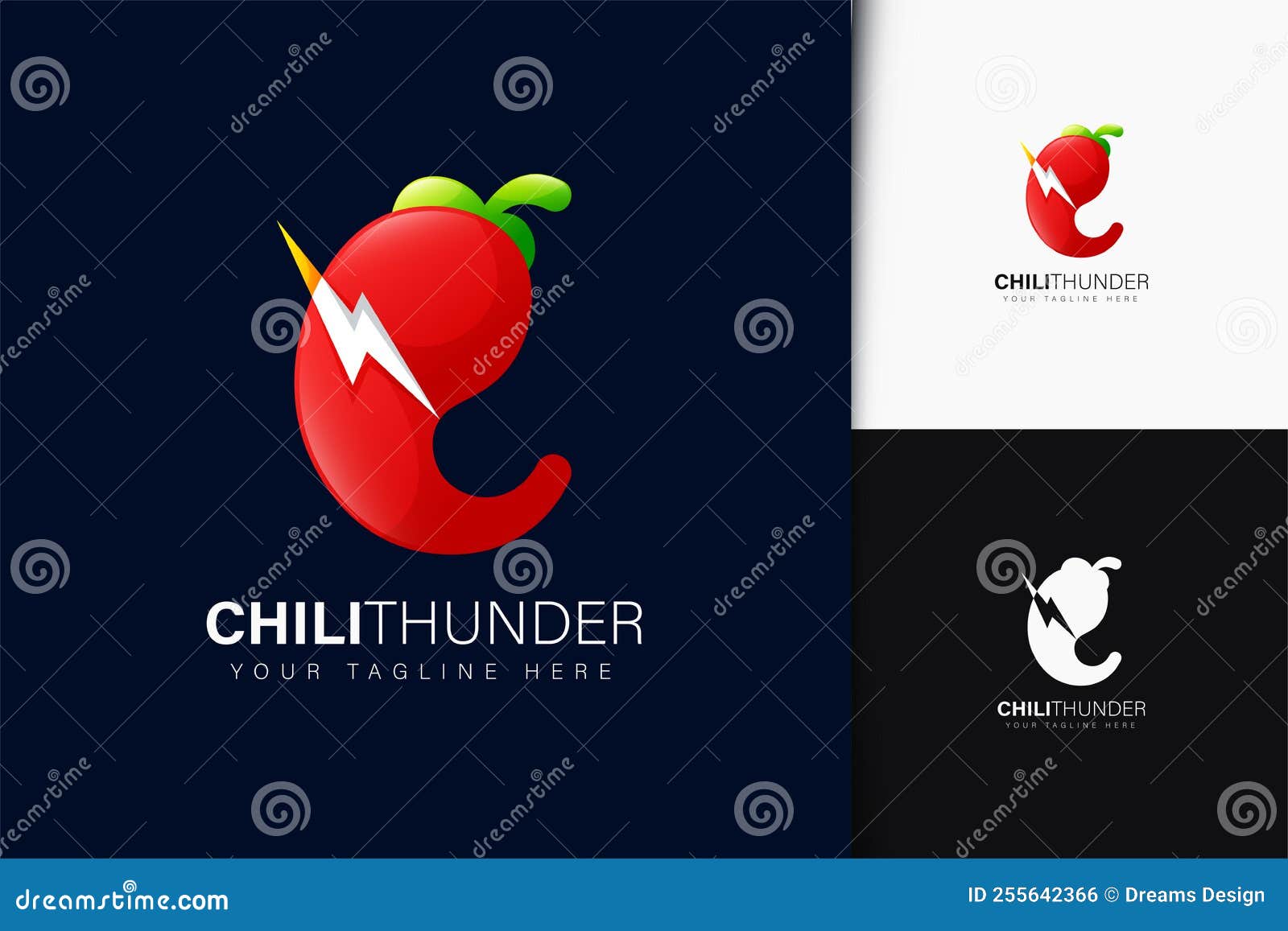 Chili Thunder Logo Design with Gradient Stock Vector - Illustration of ...